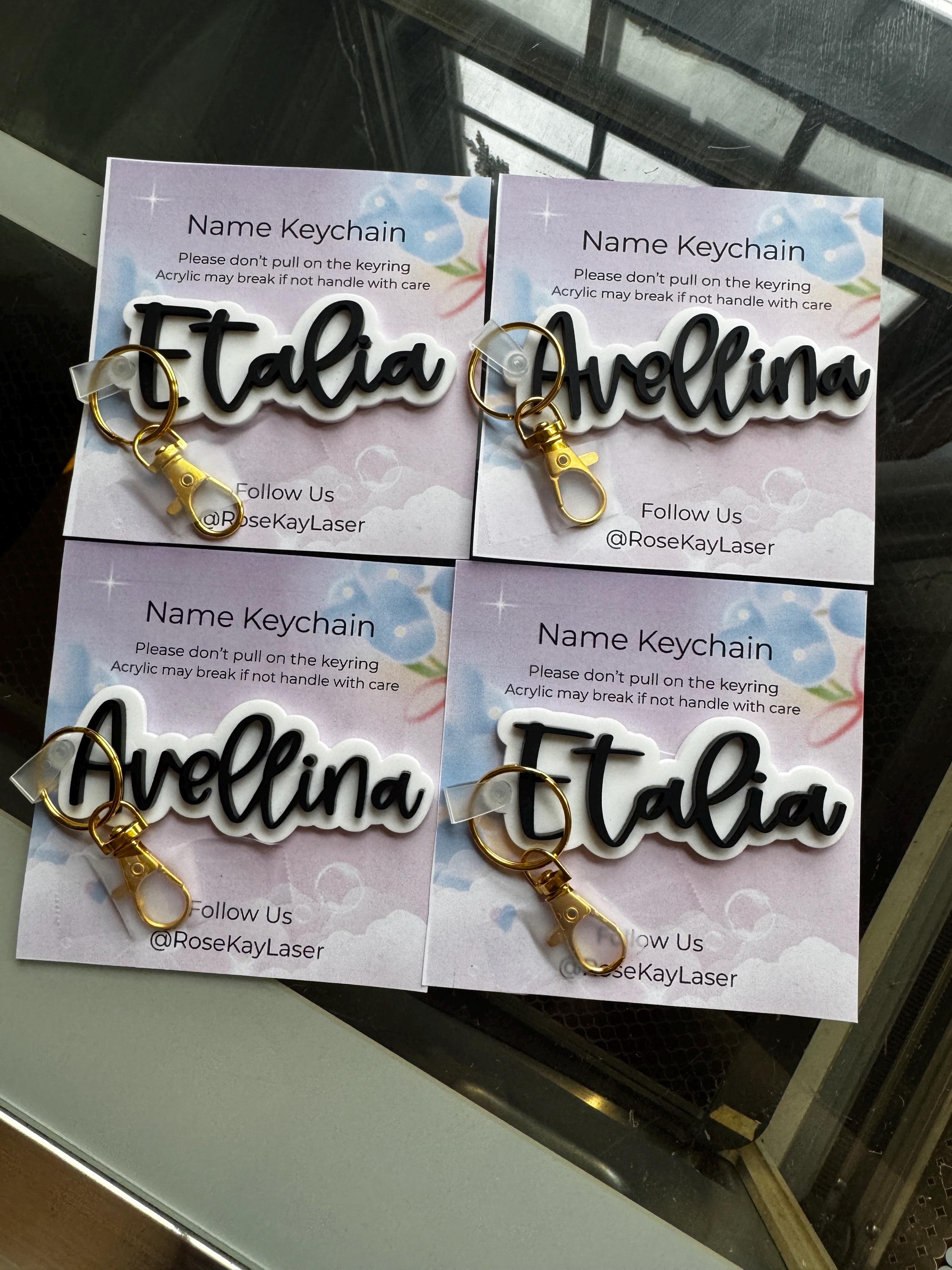 Acrylic Name Keychain | Purse Tag | Bookbag Tag | Name Tag | Name ...