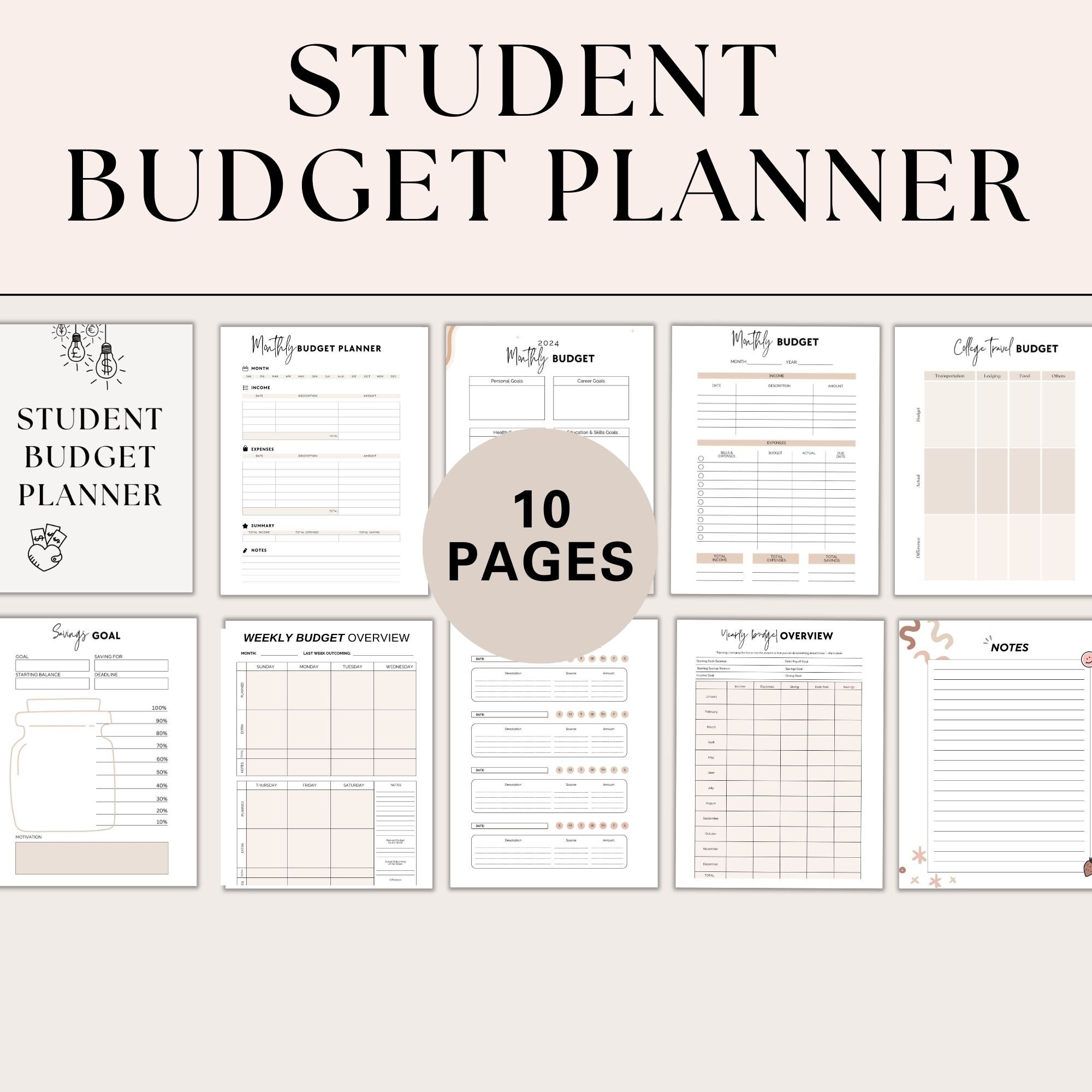 Student Budget Planner Printable, Student Finance Planner 2024, Student ...
