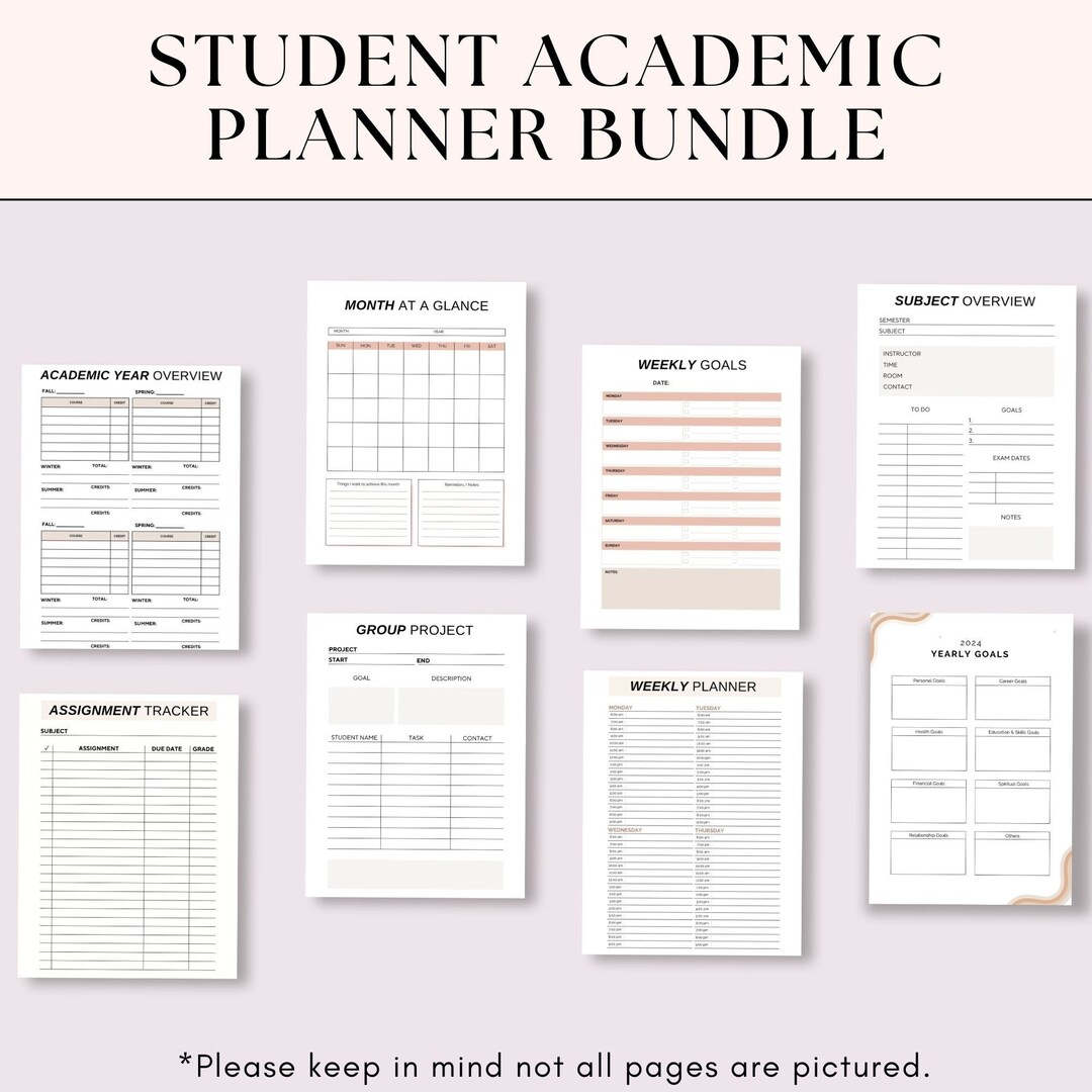 Student Academic Planner Printable Student Academic Planner - Etsy