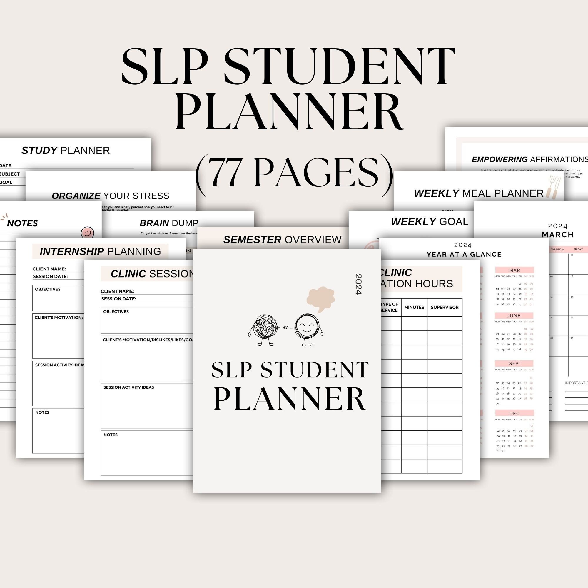 Speech Therapy Student Planner Printable, SLP College Planner, SLP ...