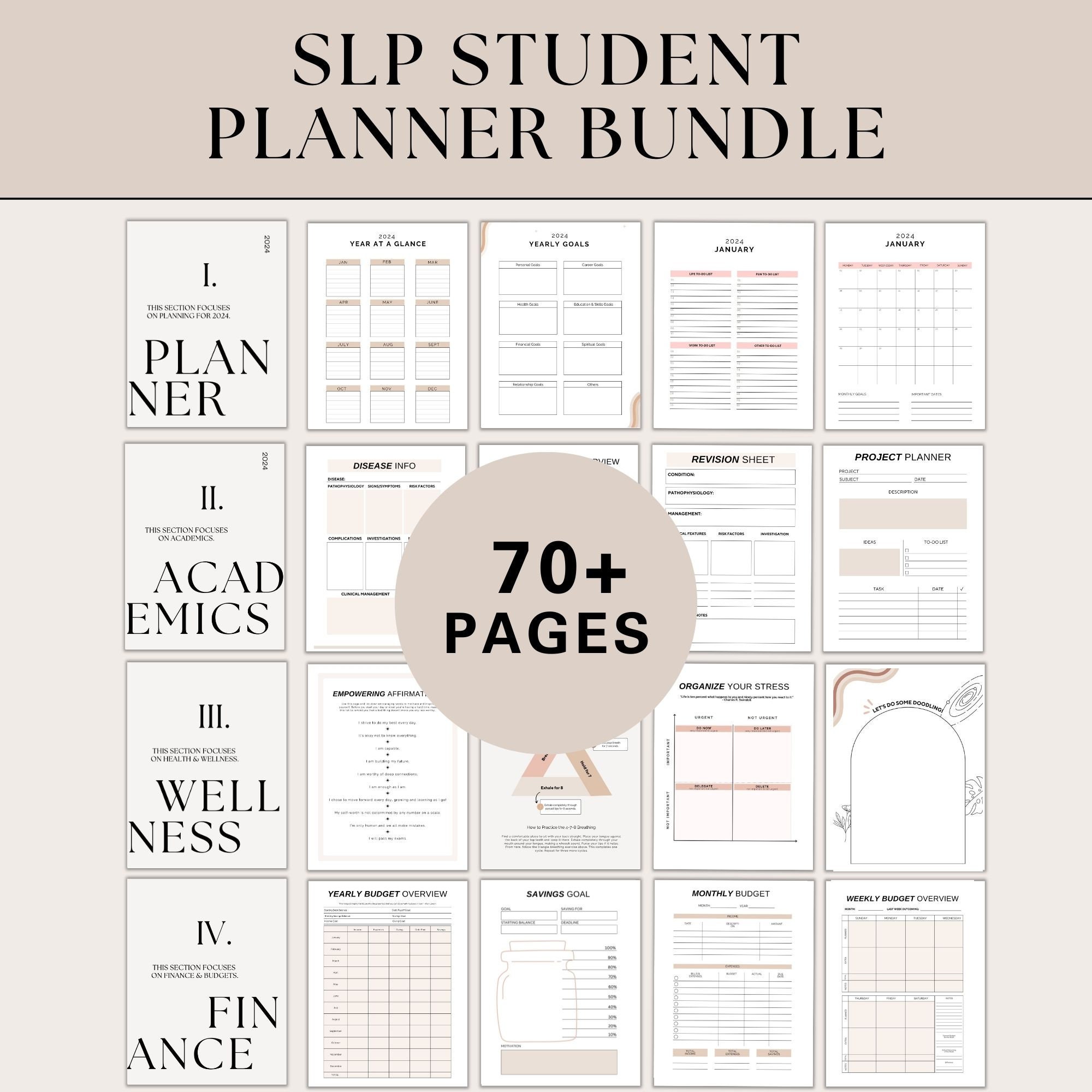 Speech Therapy Student Planner Printable, SLP College Planner, SLP ...