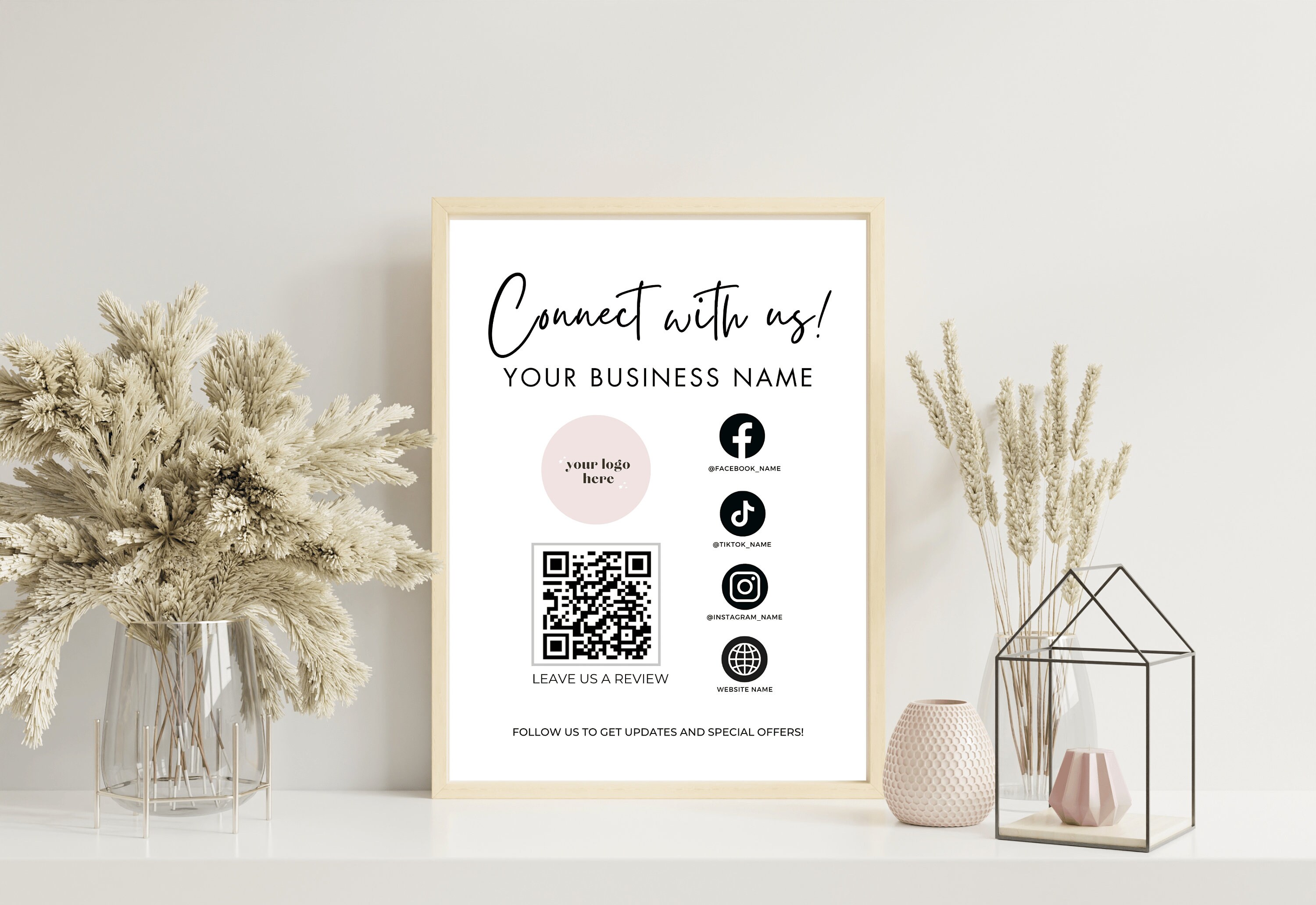 Social Media Sign Template, Canva Template, Follow Us Sign, Small ...