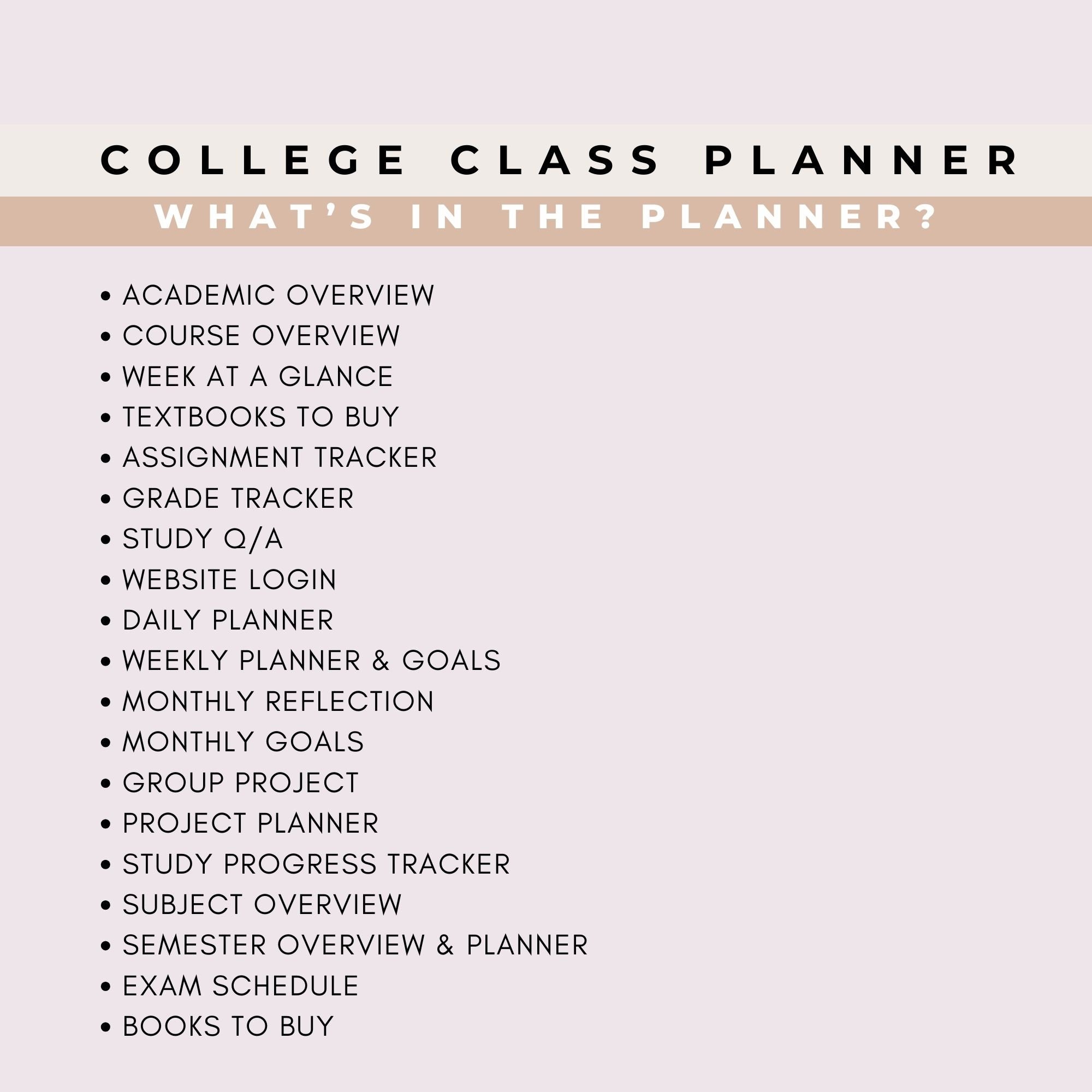 College Class Planner Printable, Academic Student Planner, School ...