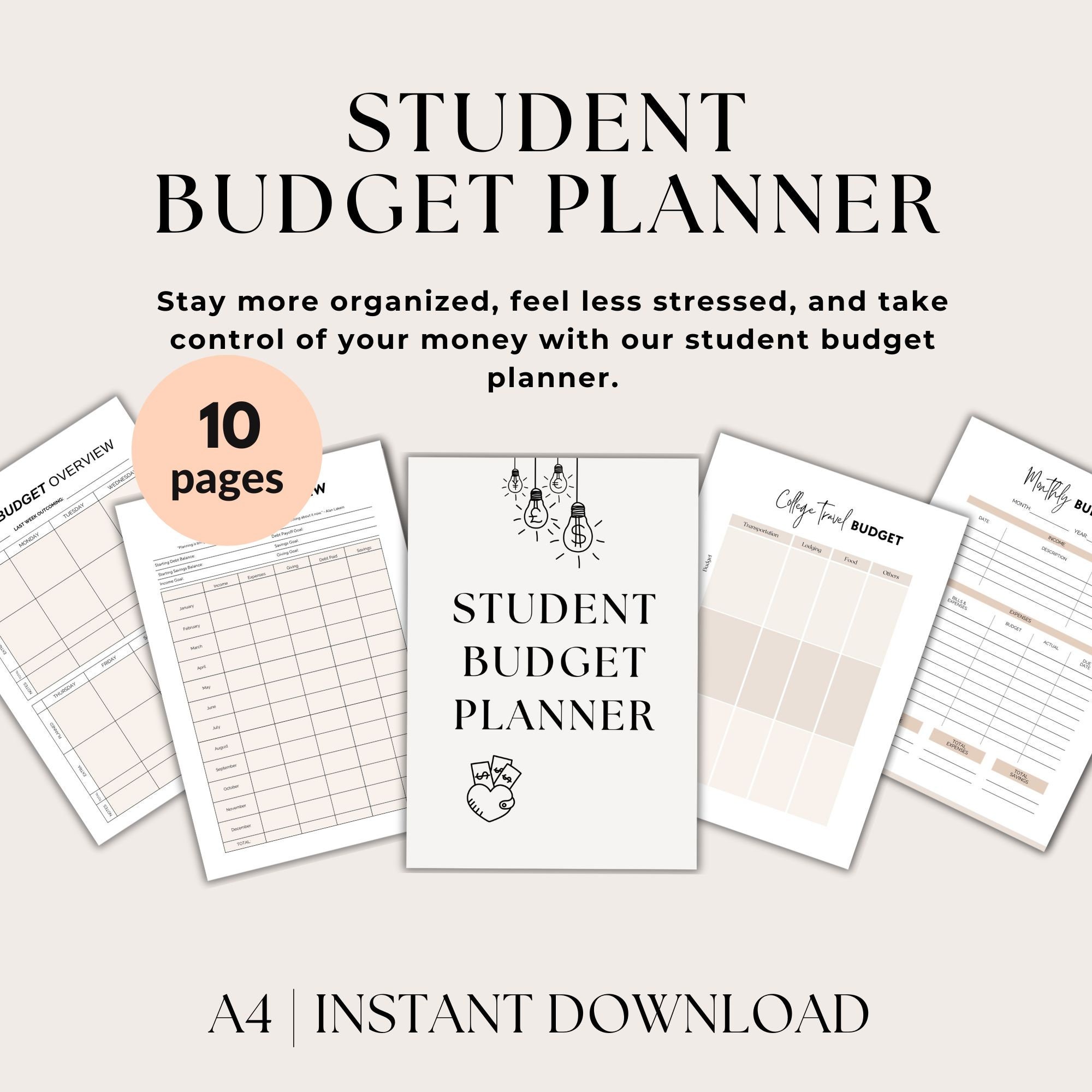 Student Budget Planner Printable, Student Finance Planner 2024, Student ...