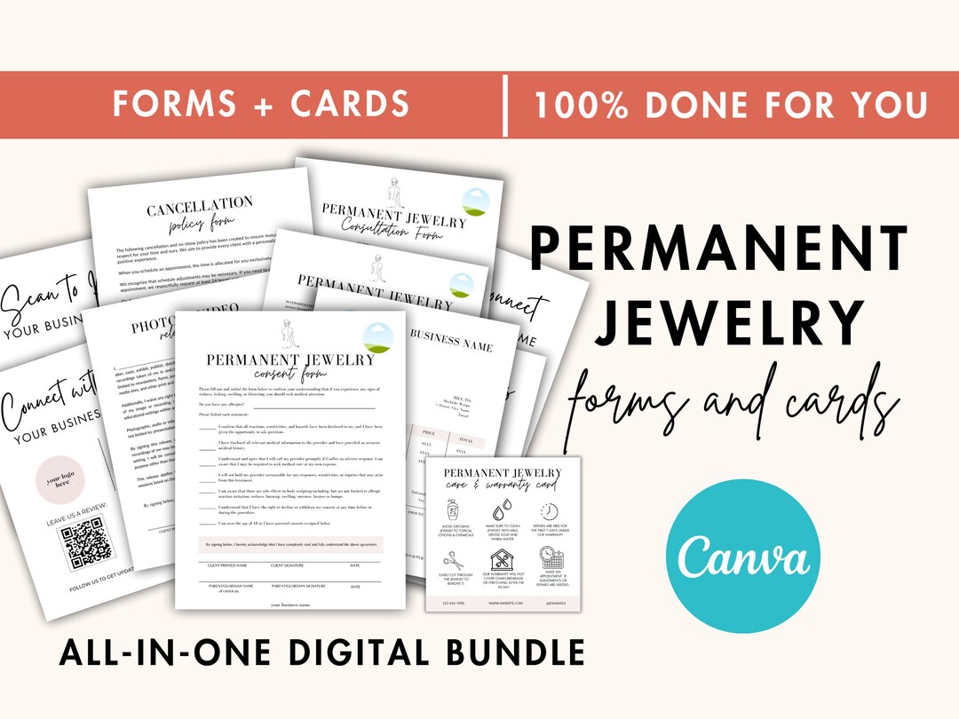 Permanent Jewelry Bundle Forms and Care Card Permanent - Etsy