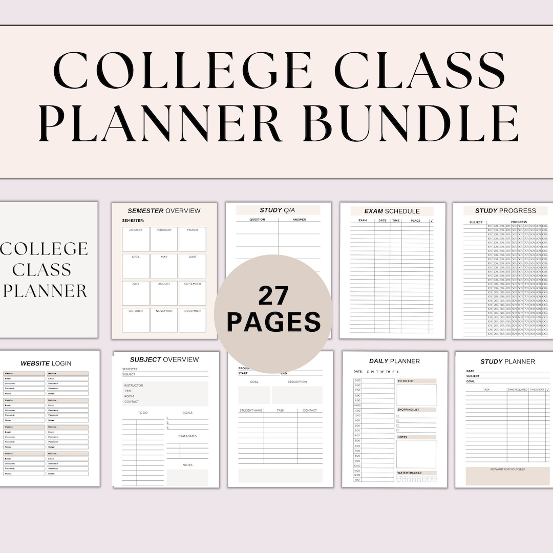 College Class Planner Printable, Academic Student Planner, School ...