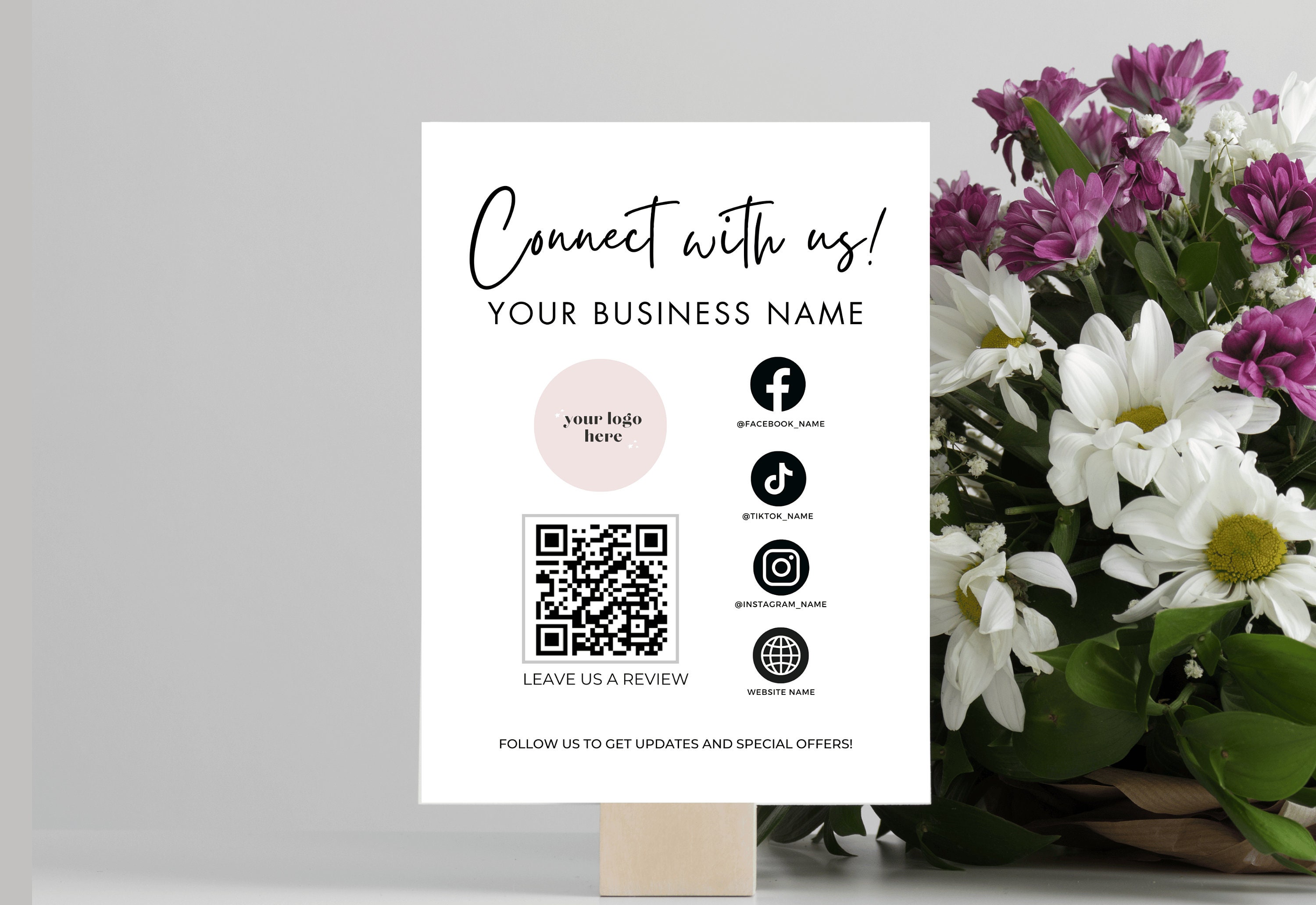 Social Media Sign Template, Canva Template, Follow Us Sign, Small ...