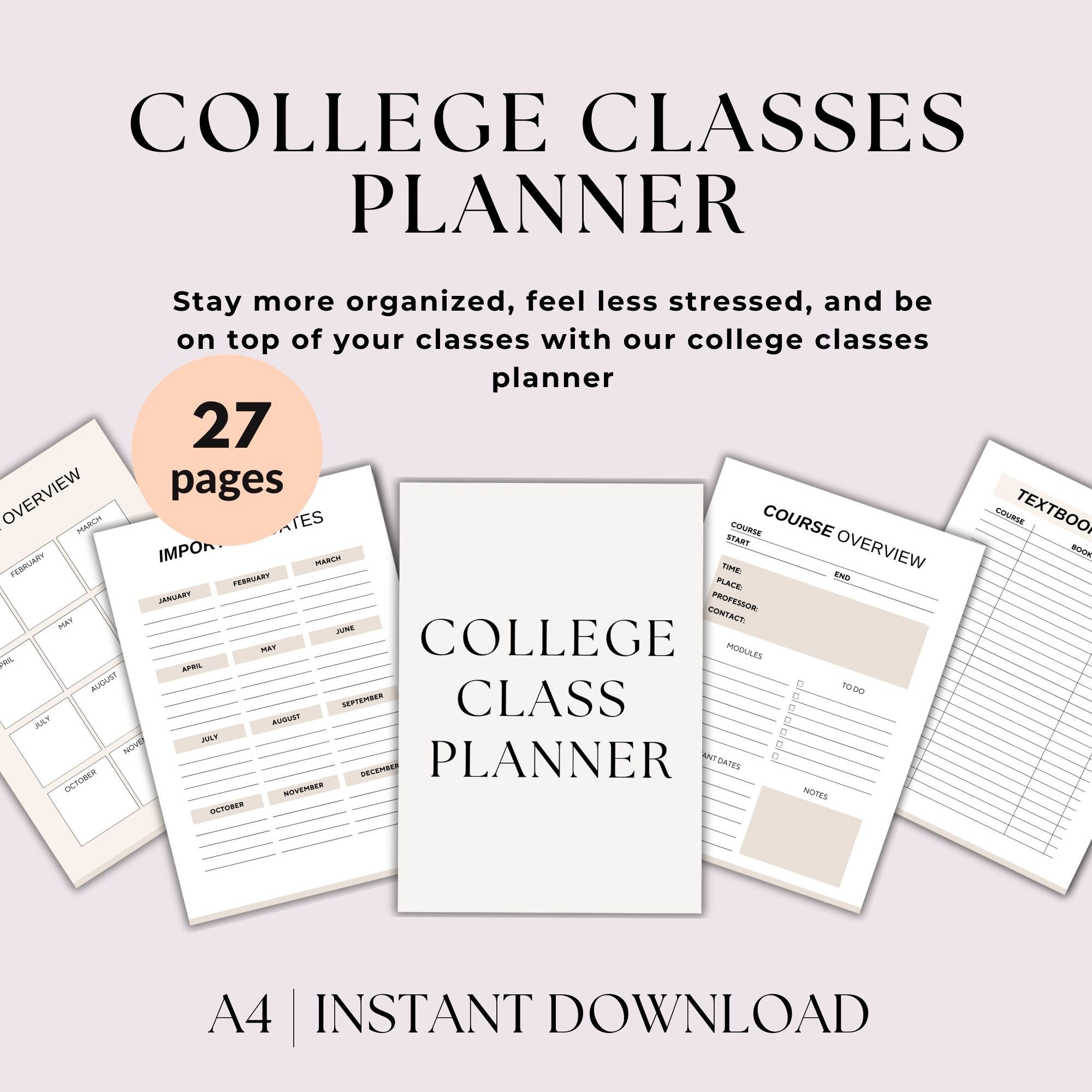 College Class Planner Printable, Academic Student Planner, School ...