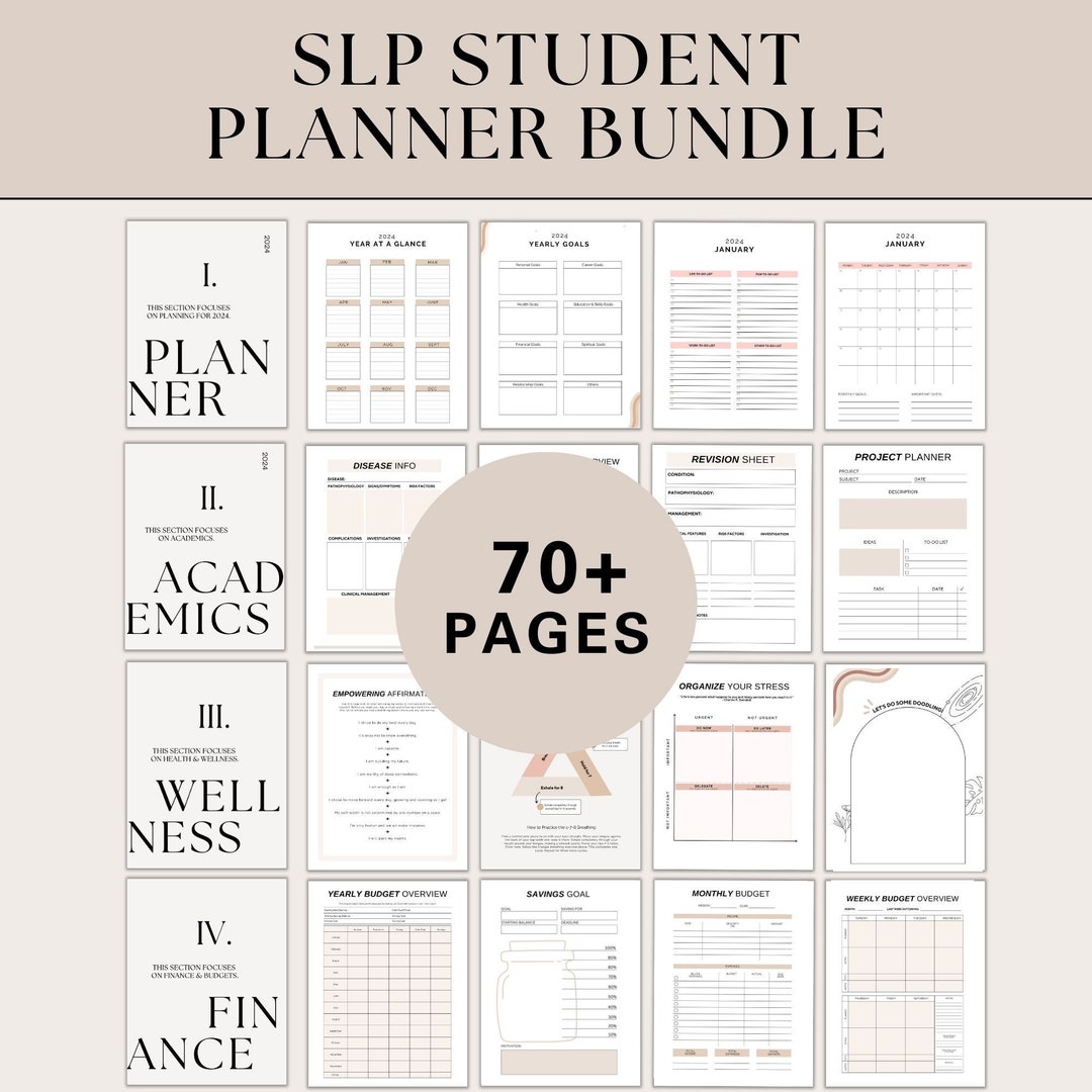 SLP College Student Planner Printable, Speech Therapy Student Planner ...