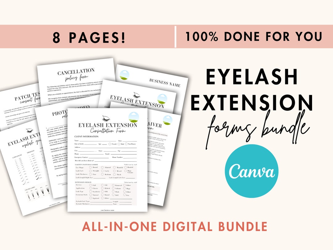 Eyelash Extension Template Forms, Canva Lash Consent Forms, Lash Tech ...