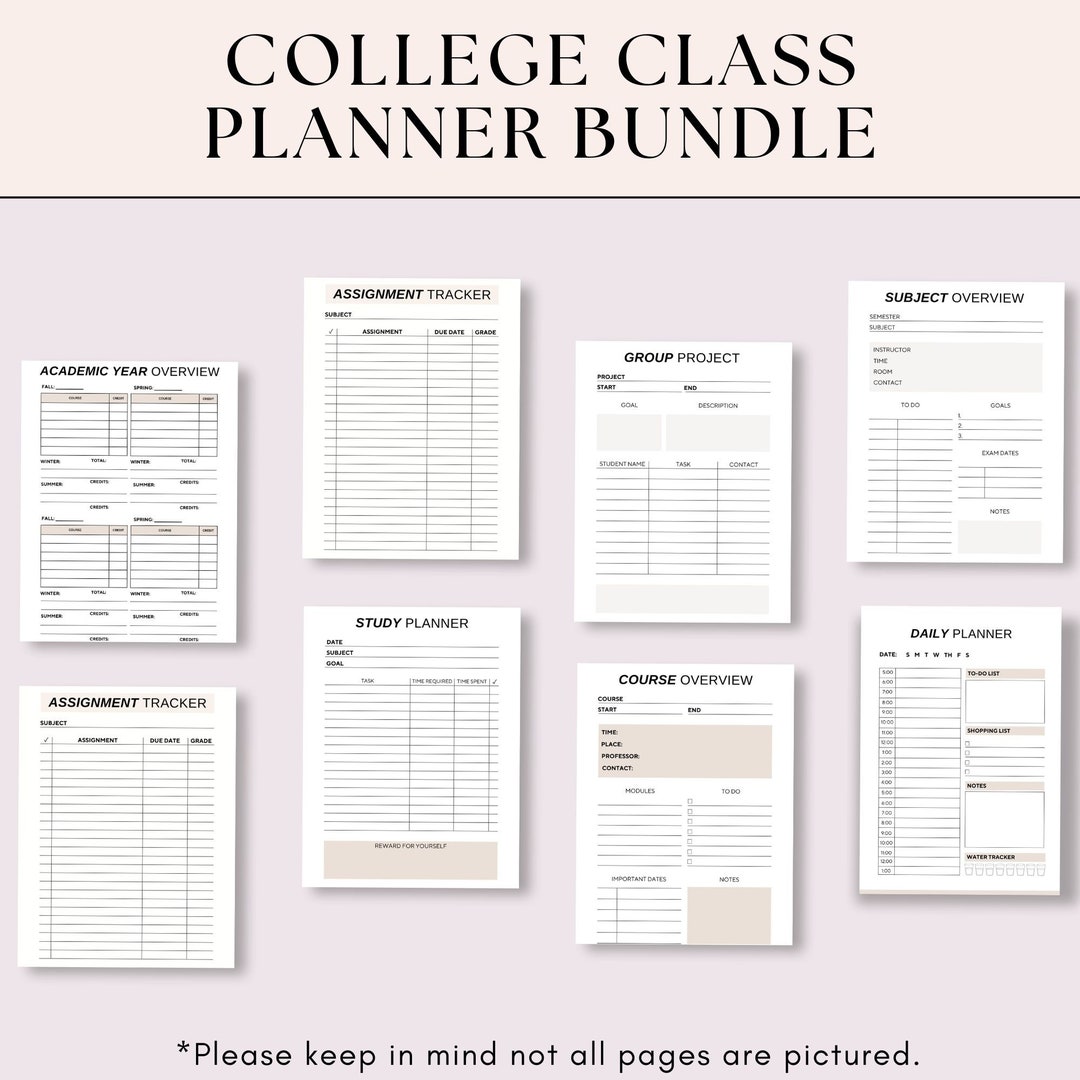 College Class Planner Printable, Academic Student Planner, School ...