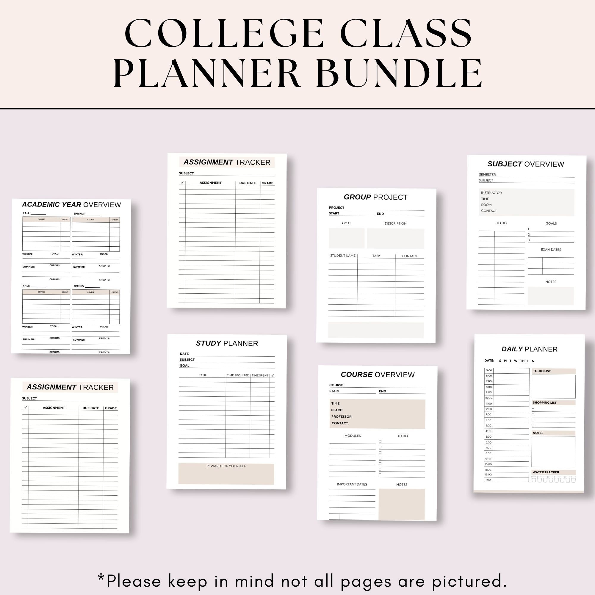 College Class Planner Printable, Academic Student Planner, School ...