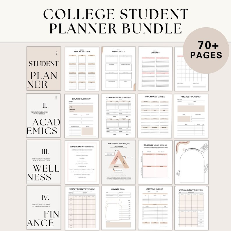 College Planner Printable, Printable Student Planner Bundle, College ...