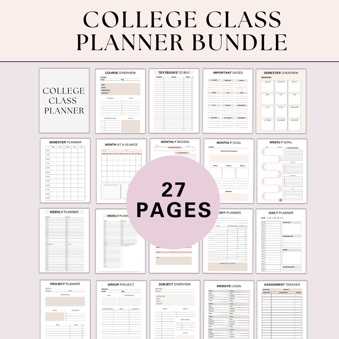College Class Planner Printable, Academic Student Planner, School ...