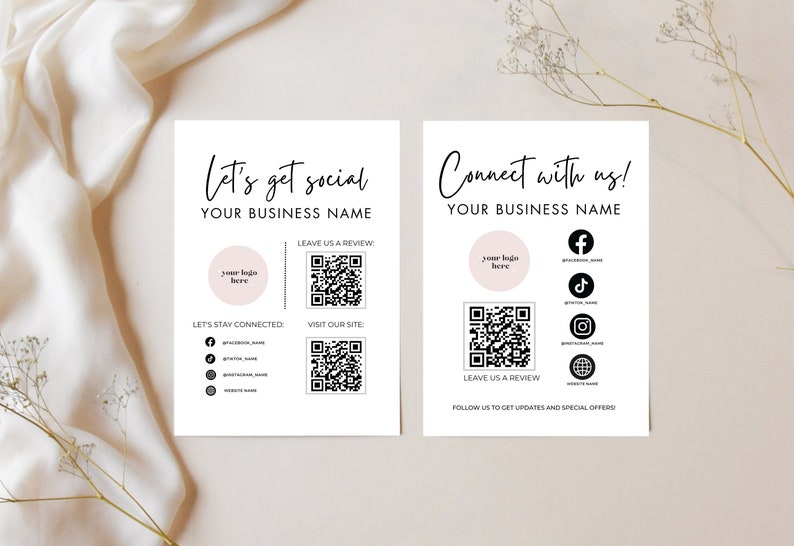 Social Media Signs Bundle Printable Let's Get Social - Etsy
