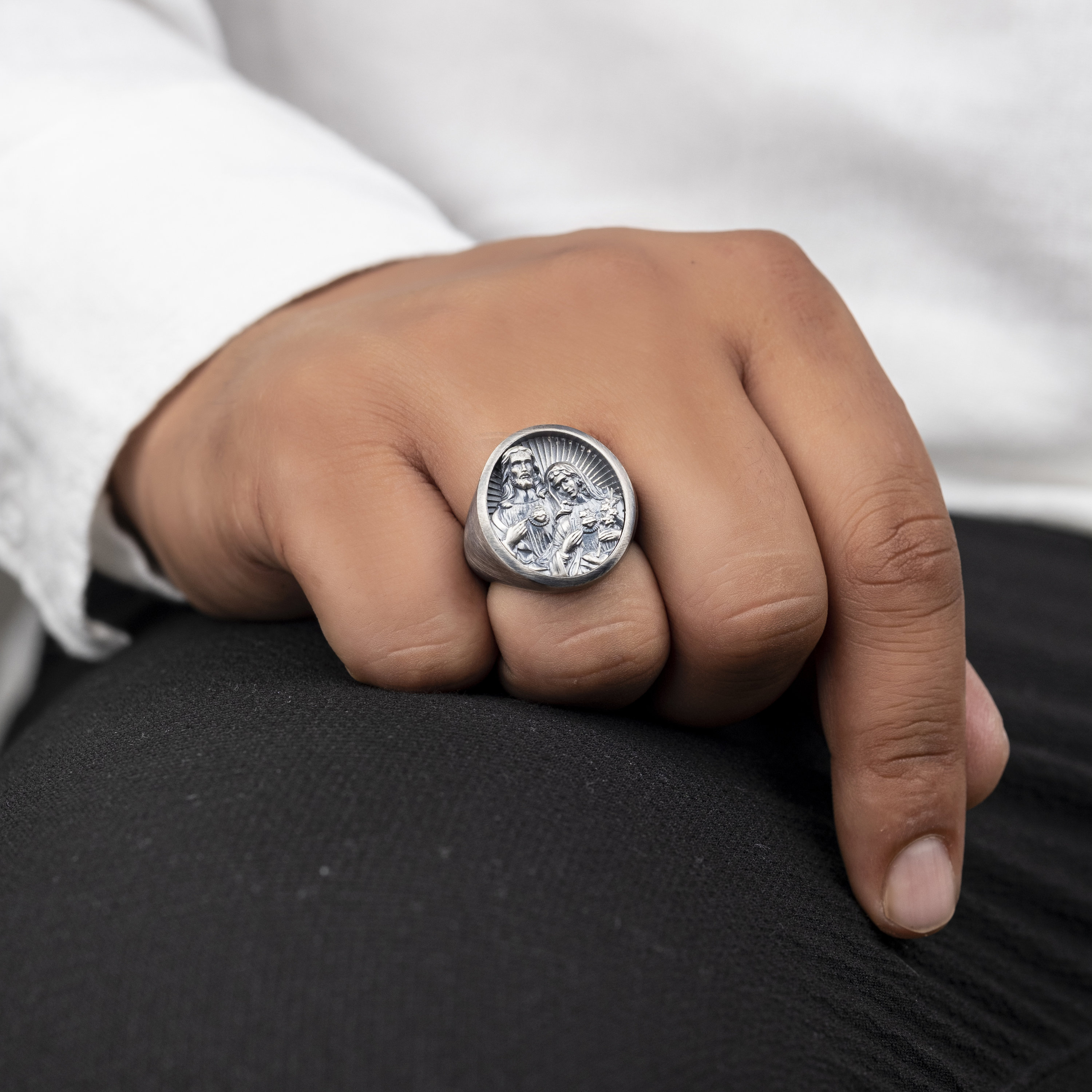 Handmade Jesus Christ Ring Virgin Mary Ring Crucifix Men - Etsy