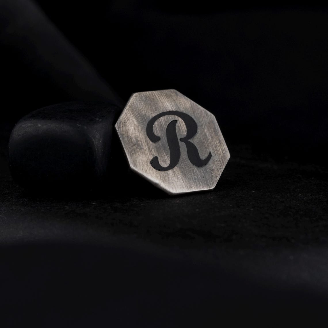 Sterling Silver Octagonal Lapel Pin, Personalized Initials Engraved - Etsy