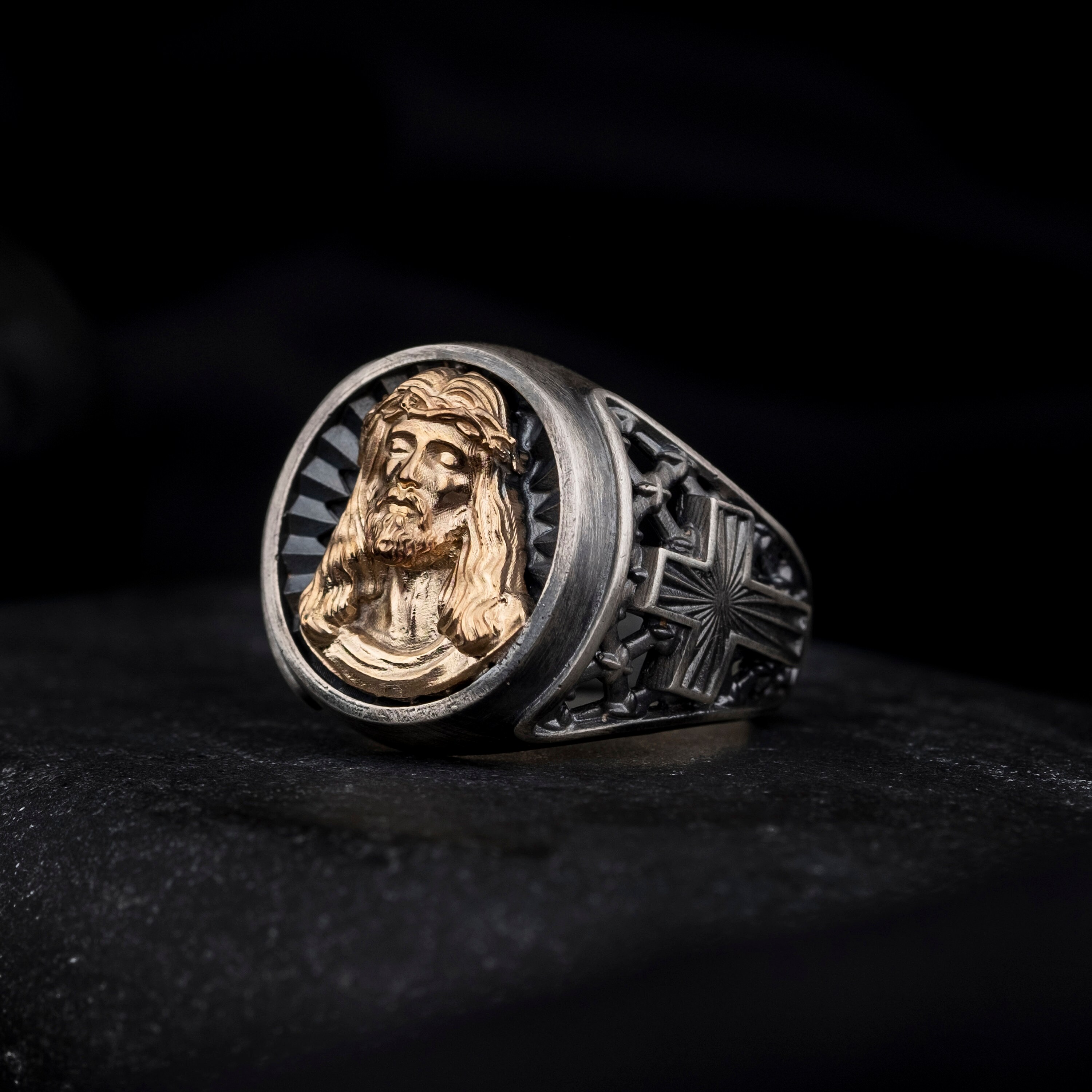 Christian Messiah Jesus Ring, Handmade Jesus Christ Ring, Crucifix Men ...