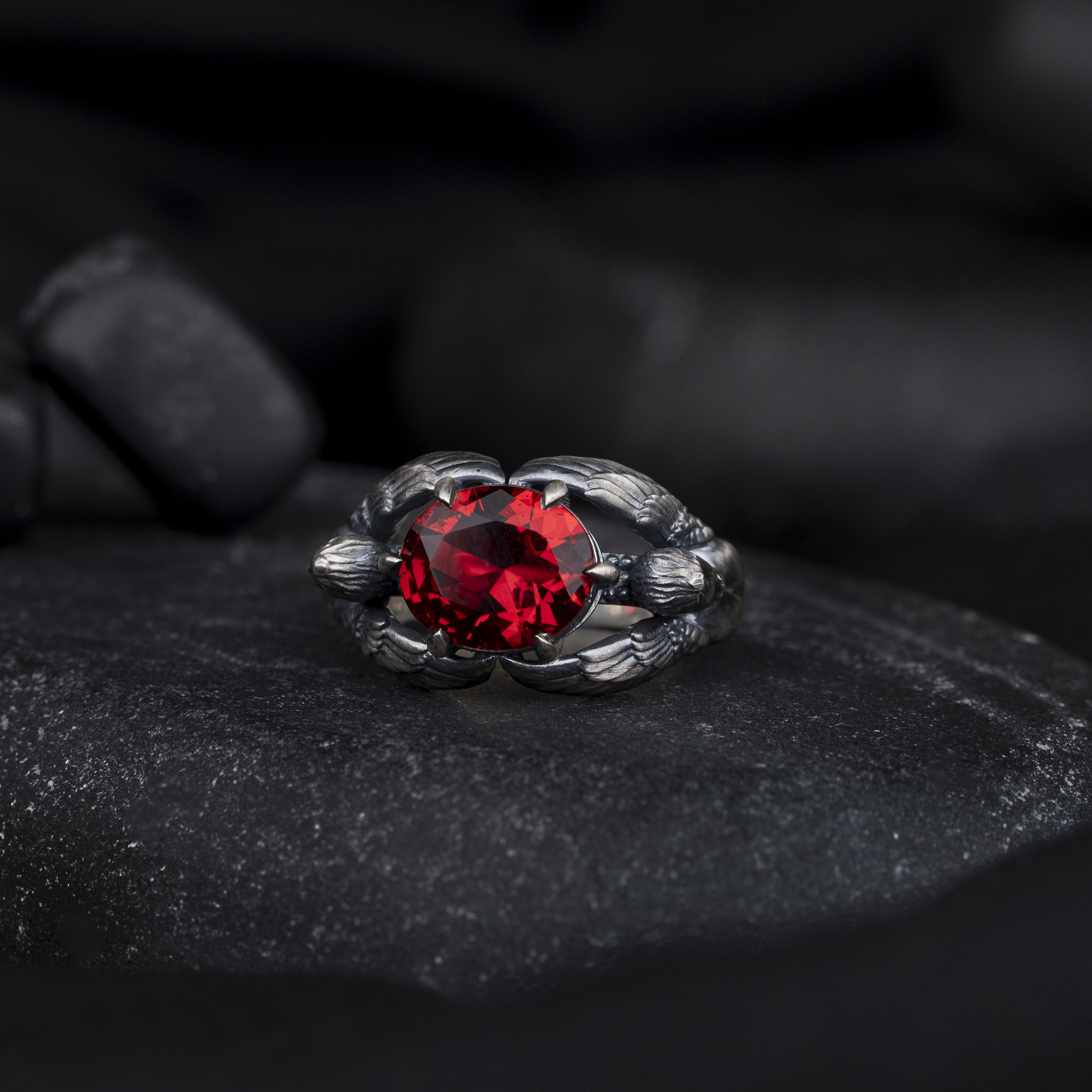 Handmade Eros Ring, Ruby Wings Men Ring, 925 Sterling Silver Ring, Gift ...