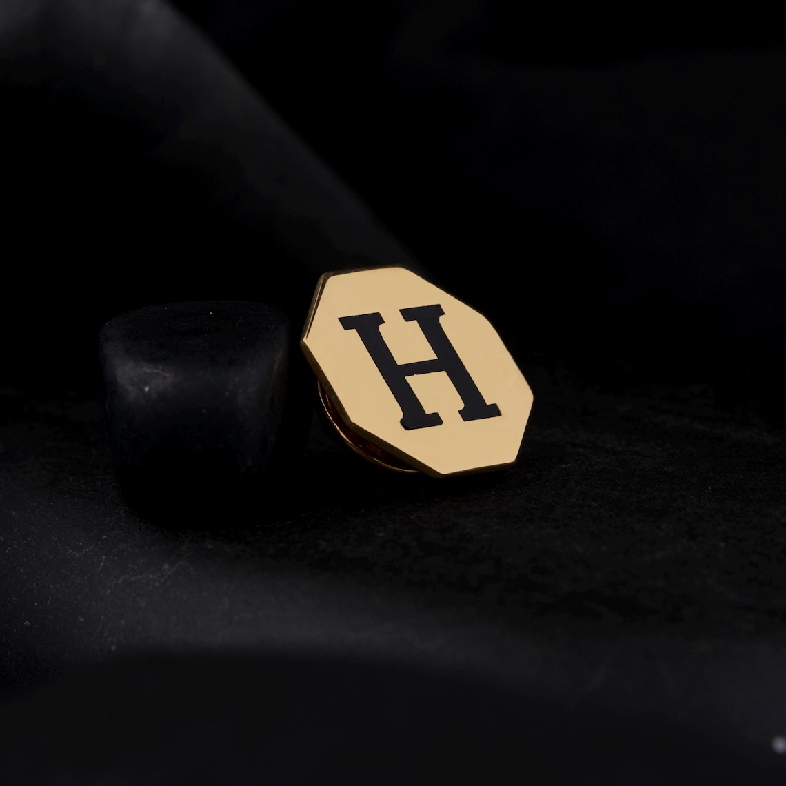Sterling Silver Octagonal Lapel Pin, Personalized Initials Engraved - Etsy