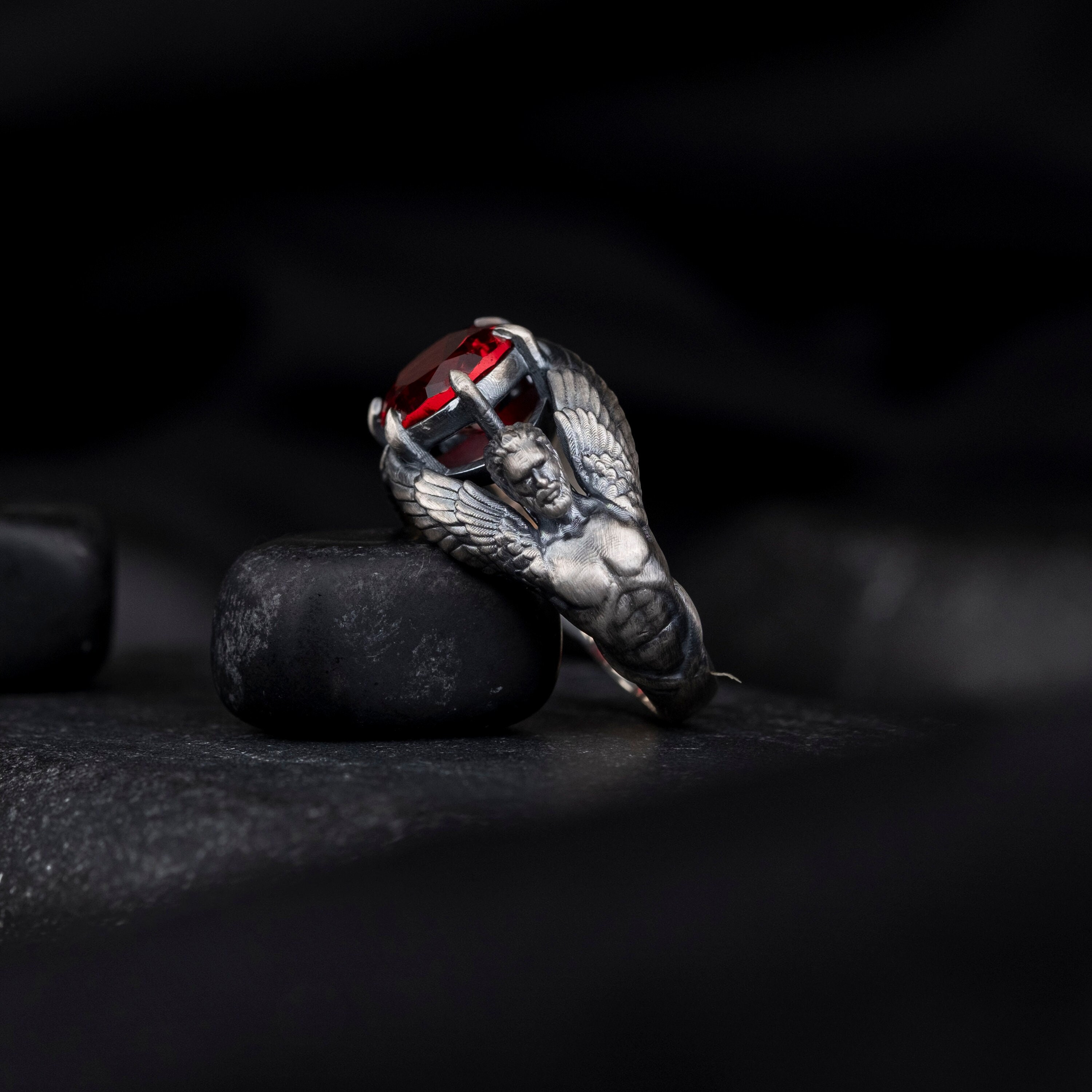 Handmade Eros Ring, Ruby Wings Men Ring, 925 Sterling Silver Ring, Gift ...