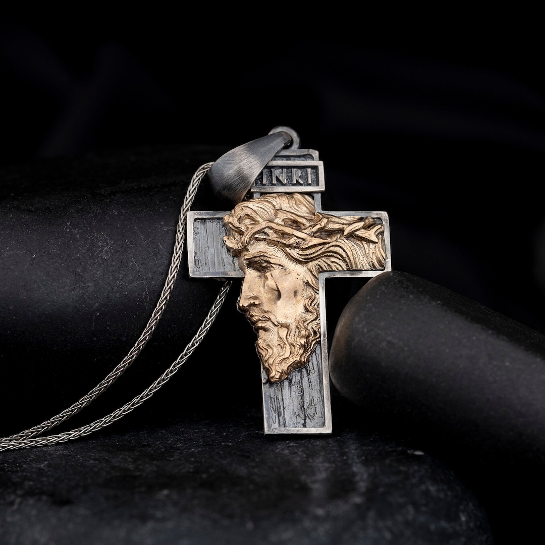 Handmade Jesus Christ Pendant, Men Cross Necklace, Christian Charm ...