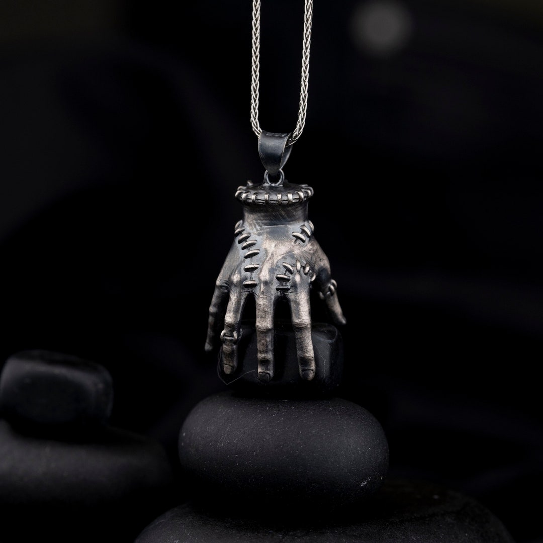 Wednesday Necklace, Thing Hand Wednesday Addams, Handmade 925K Silver ...