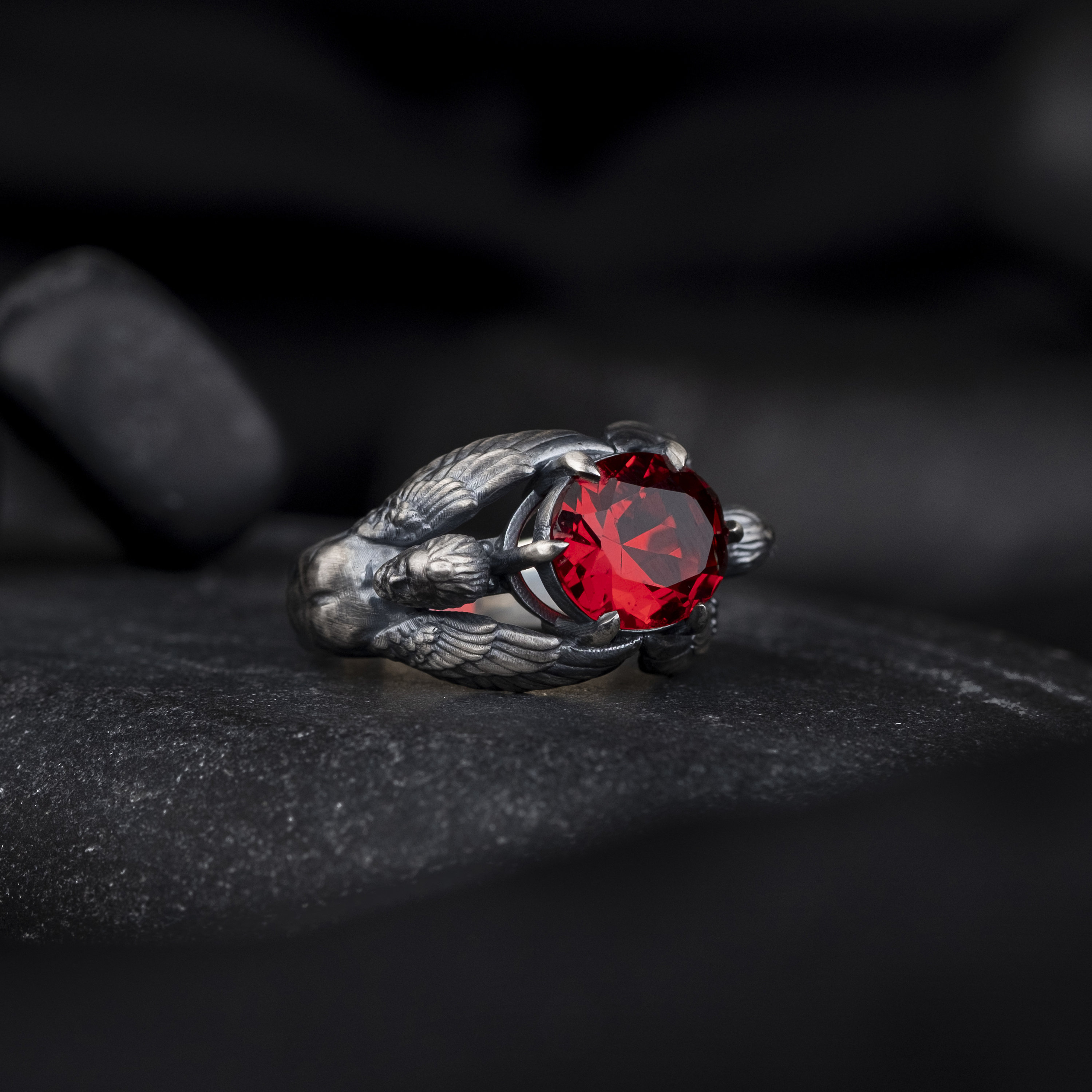 Handmade Eros Ring, Ruby Wings Men Ring, 925 Sterling Silver Ring, Gift ...