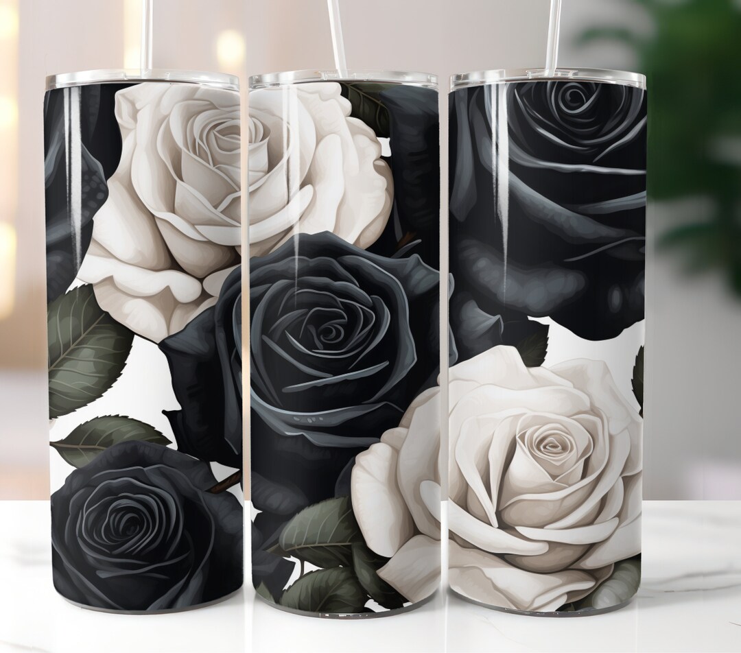 Black and White Roses 20oz Tumbler Wrap. DIGITAL DOWNLOAD. - Etsy