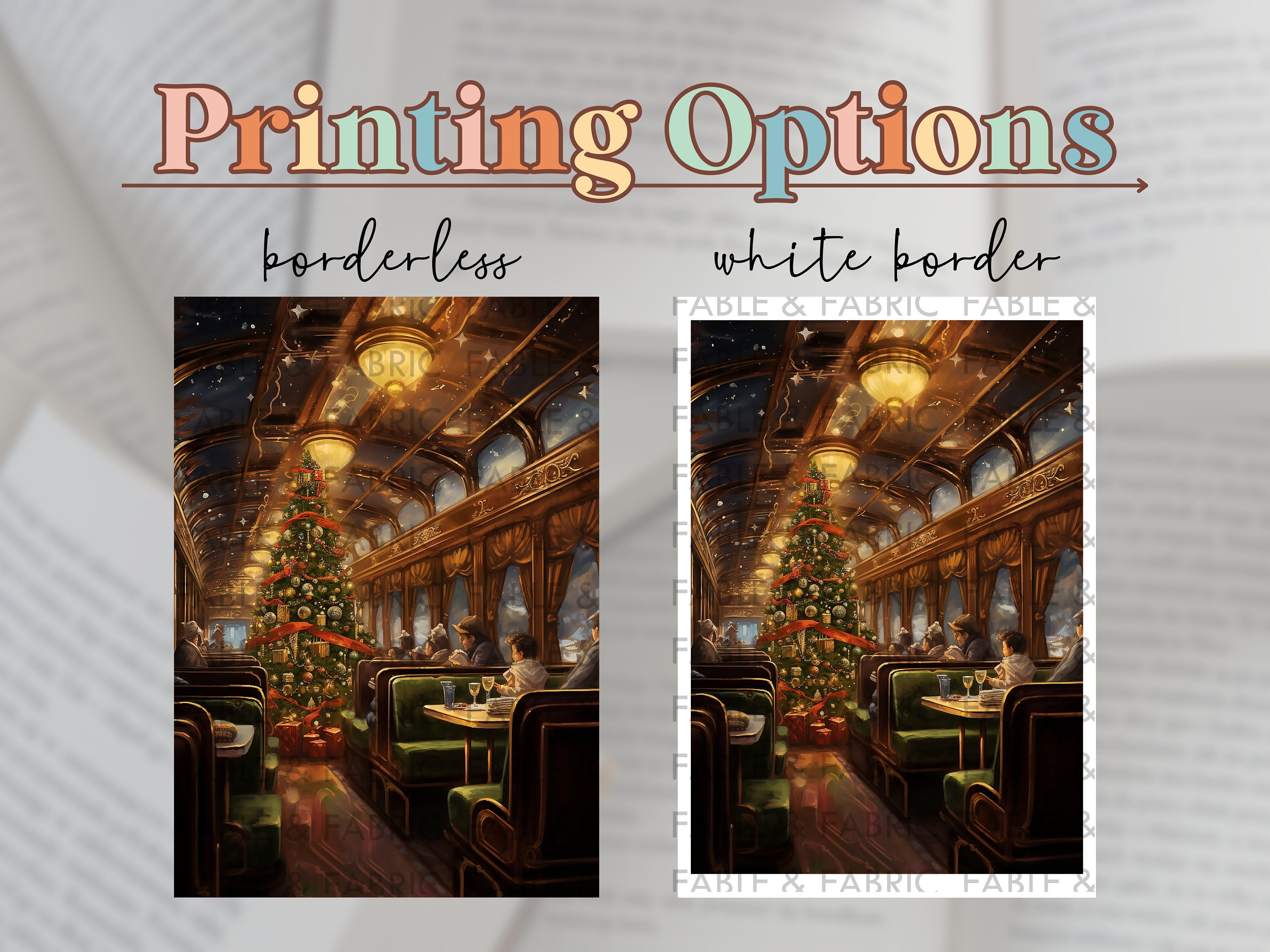 Christmas Train Art Print, Holiday Wall Art, Home Decor, Hot Chocolate ...