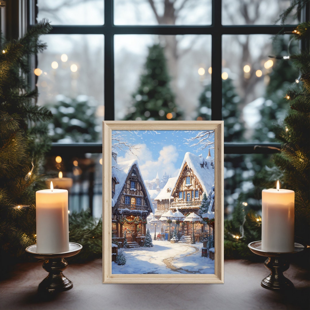 Snowy Landscape Art Print, Winter Wall Art, Festive Holiday Home Decor ...