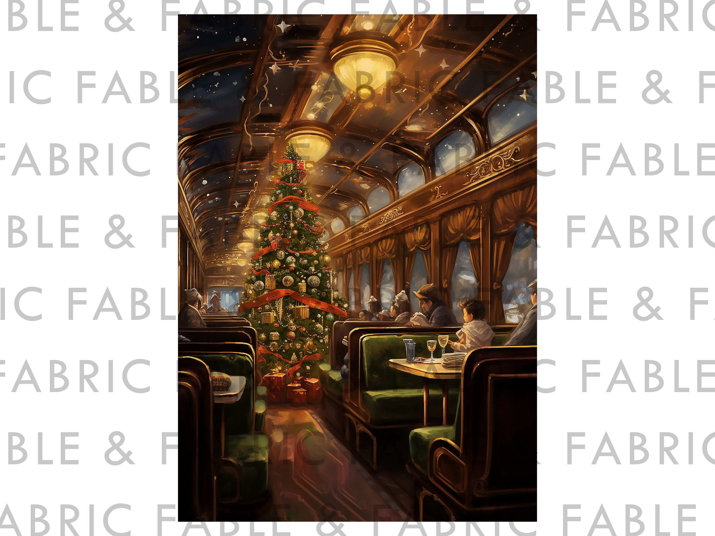 Christmas Train Art Print, Holiday Wall Art, Home Decor, Hot Chocolate ...