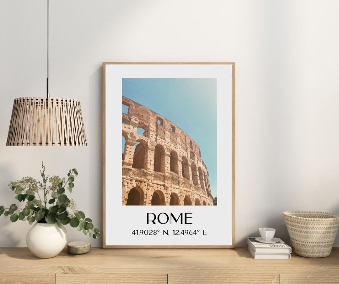 Rome Italy Art Print, Rome Colosseum Photo Poster, Minimalistic Roma ...
