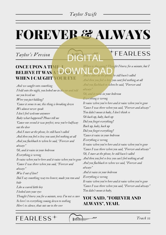 Forever And Always Taylor Swift Lyrics