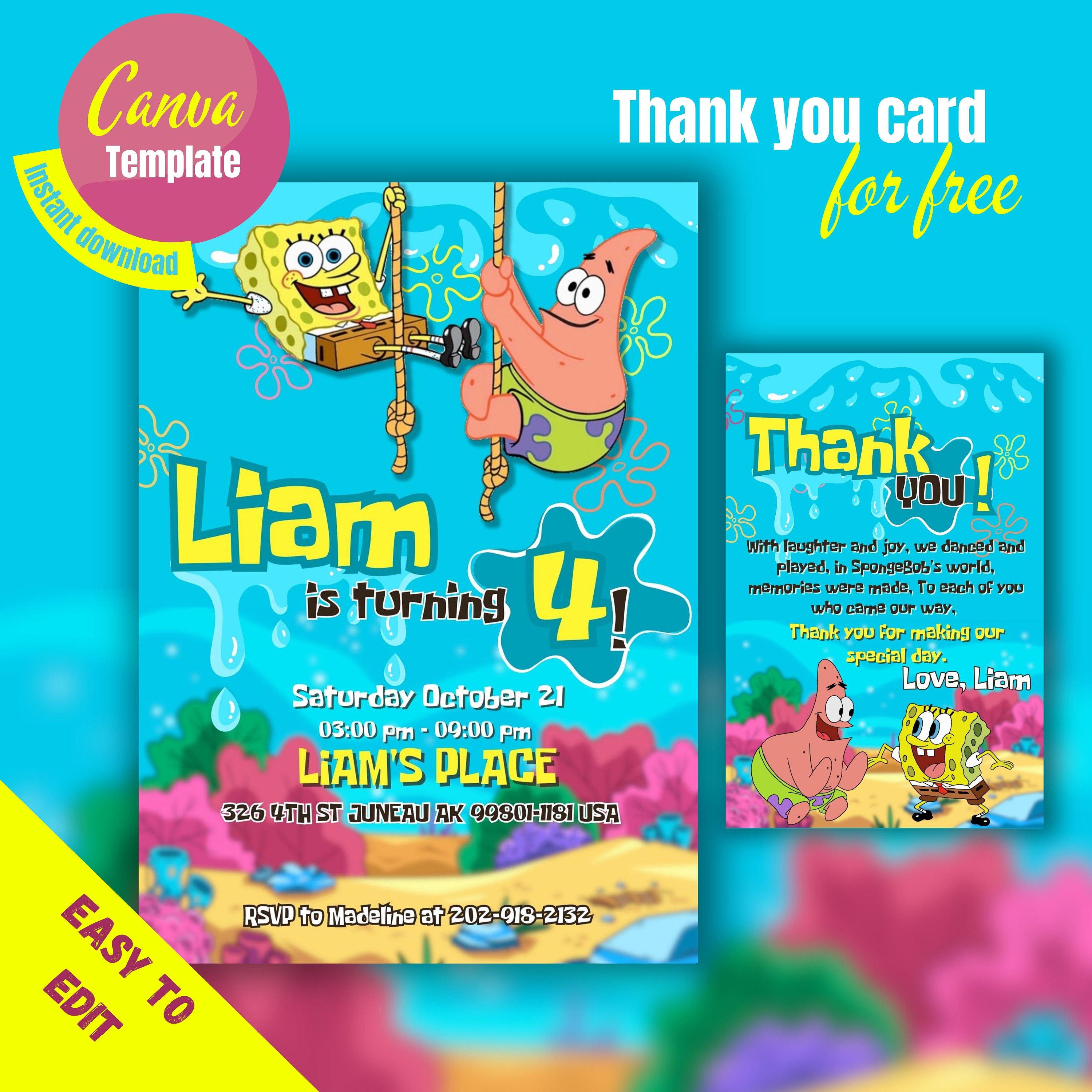 Spongebob Birthday Invitations Templates