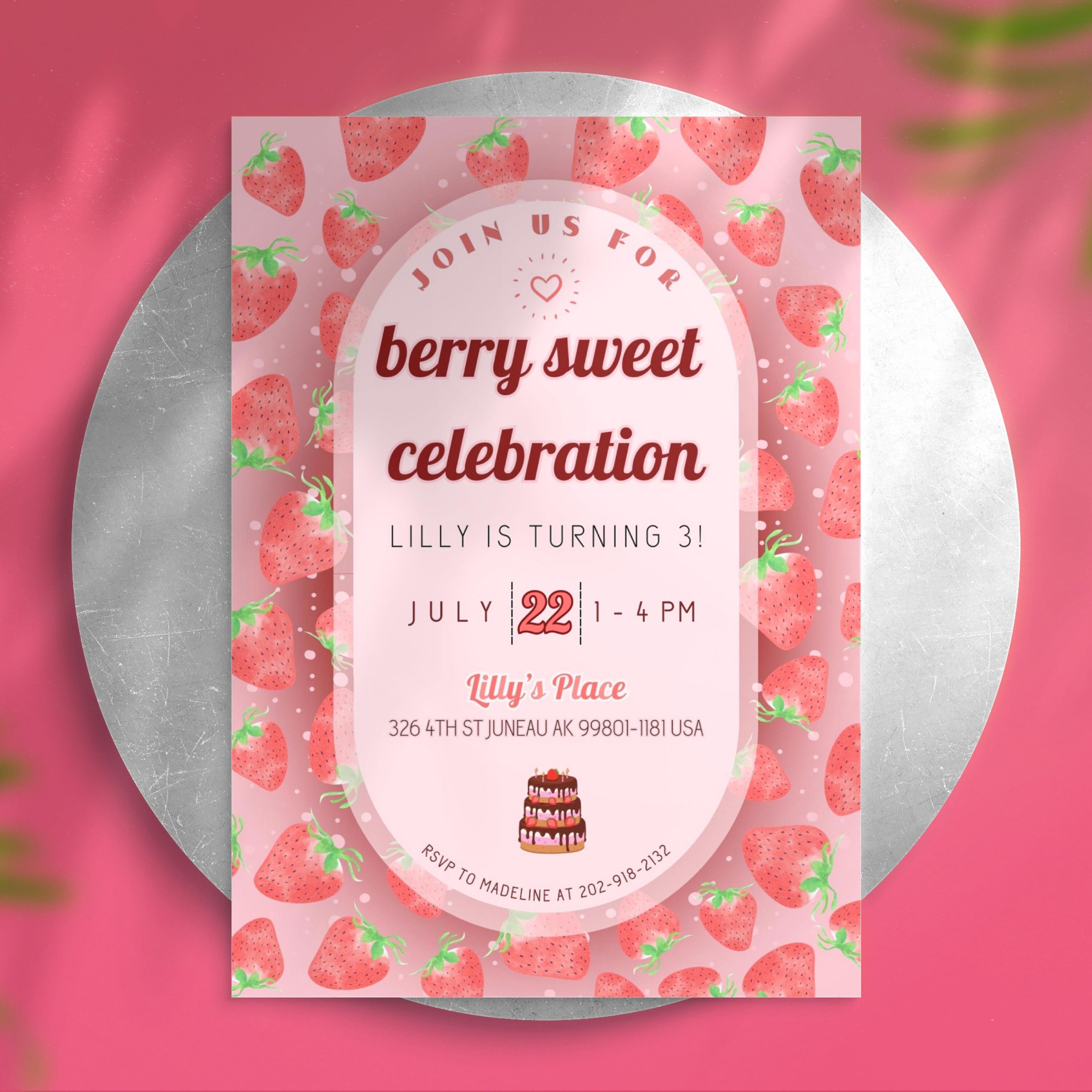 Berry Sweet Birthday Invitation | Berry Sweet Invitation | Printable ...