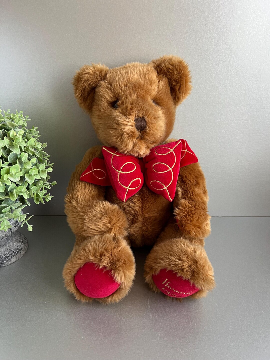 Harrods Christmas Teddy Bear 1997 Named Barnes, Soft Golden Brown Fur ...