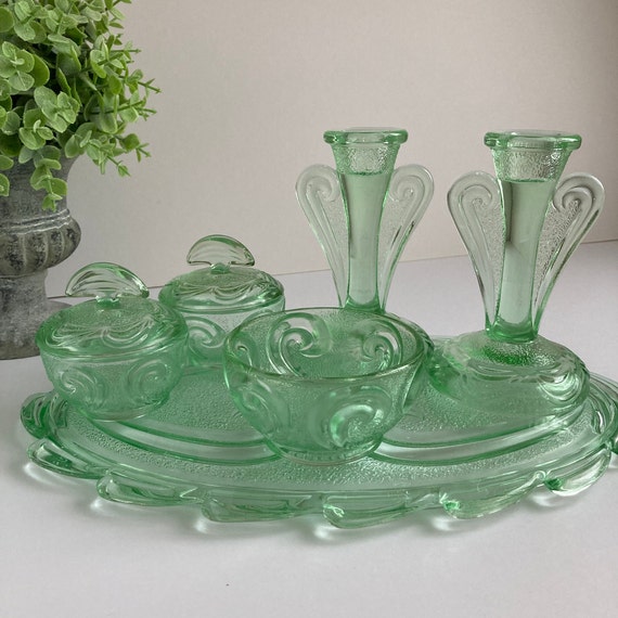 Art Déco Green Dressing Table Tidy by Bagley ‘Rutland… - Gem