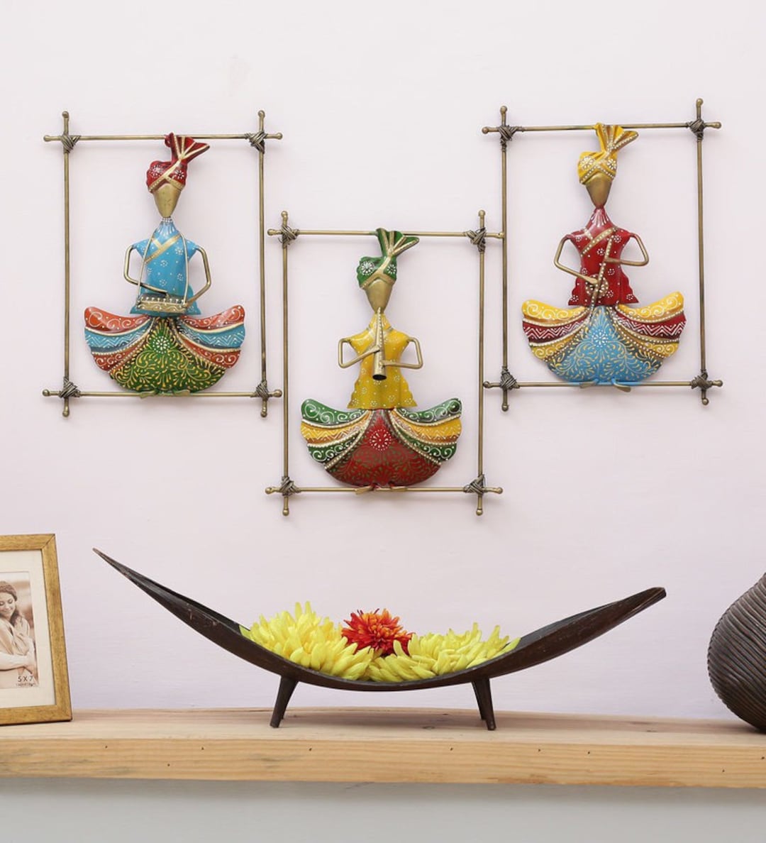 Indian Rajasthani Metal Art Wall Hanginghandmade Musician Frame Antique ...