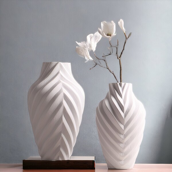 Tall White Flower Vase - Etsy