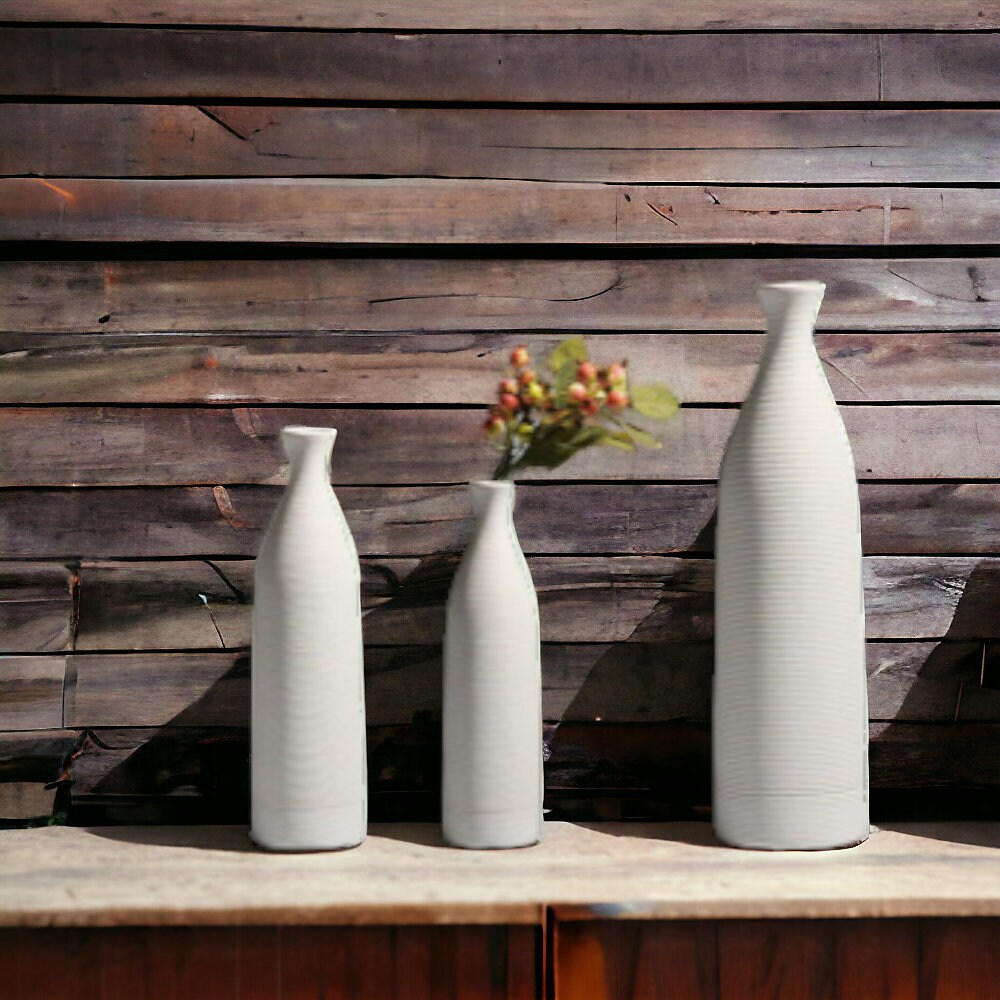 Tall & Modern White Long-stemmed Flower Vase White Vase Table Decor ...