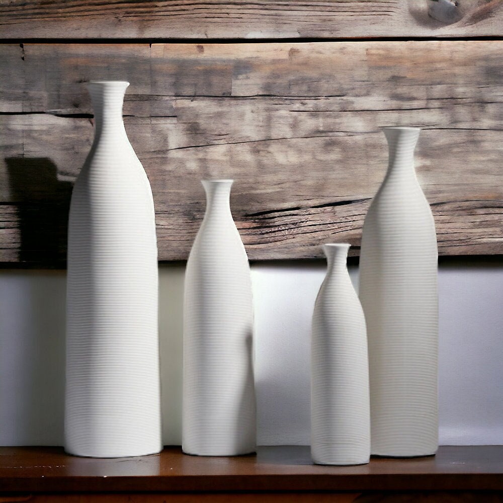 Tall & Modern White Long-stemmed Flower Vase White Vase Table Decor ...