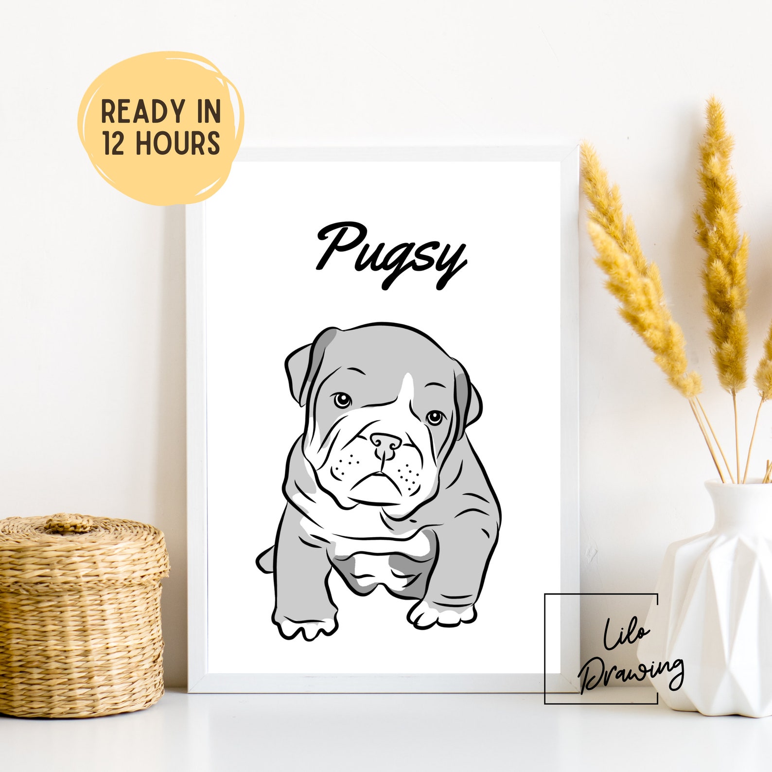 CUSTOM PET PORTRAIT From Photo Monochrome Dog Portrait Personalized Dog ...