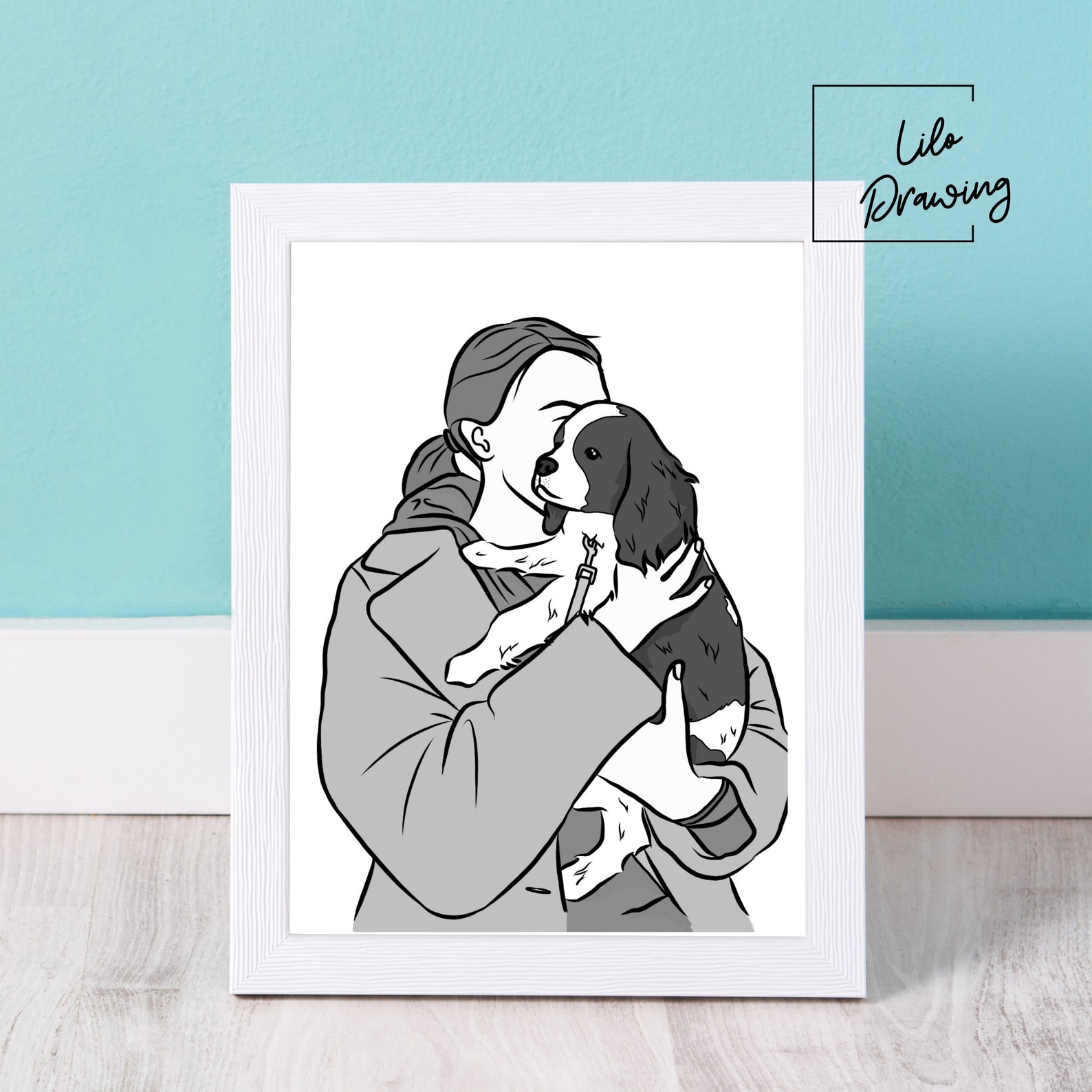 CUSTOM PET PORTRAIT From Photo Monochrome Dog Portrait Personalized Dog ...