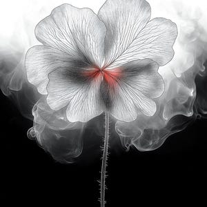 Four Leaf Clover in Black and White With Red Spot - Etsy