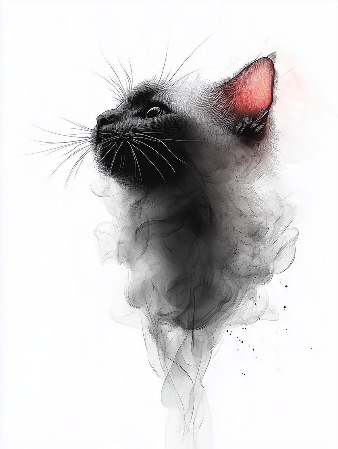 Young Cat Emerging From Smoke, White Background. - Etsy
