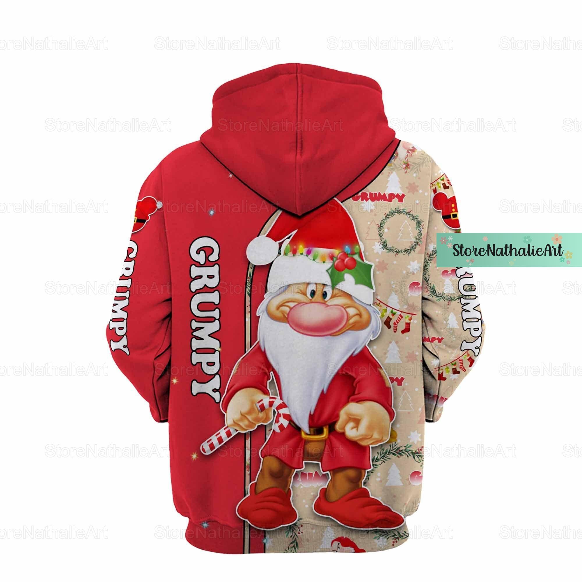 Christmas Grumpy Dwarf Hoodie,Grumpy Dwarf 3D Hoodie, Disney Grumpy Zip Hoodie, Disney Grumpy ...