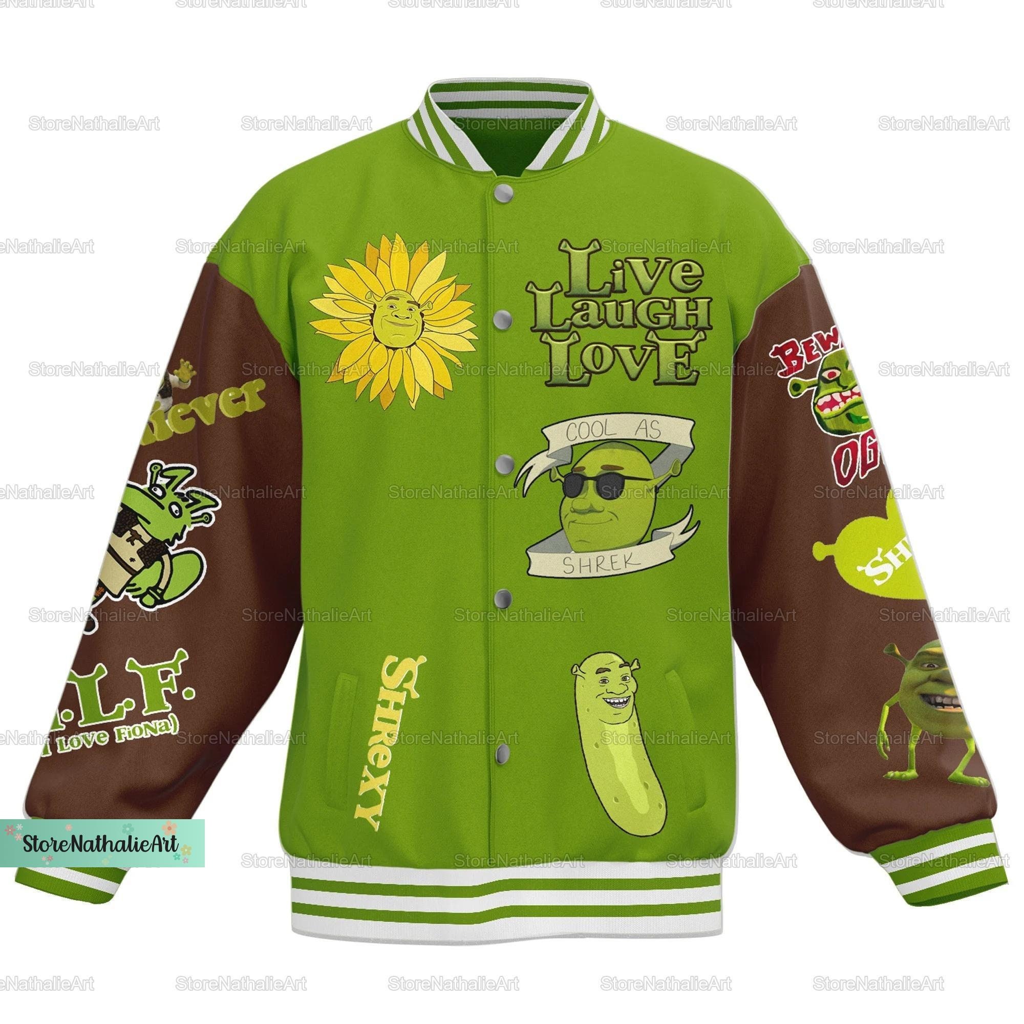 Shrek Face Baseball Jacket, Shrek Face Baseball Jacket by Emre Kaya ...