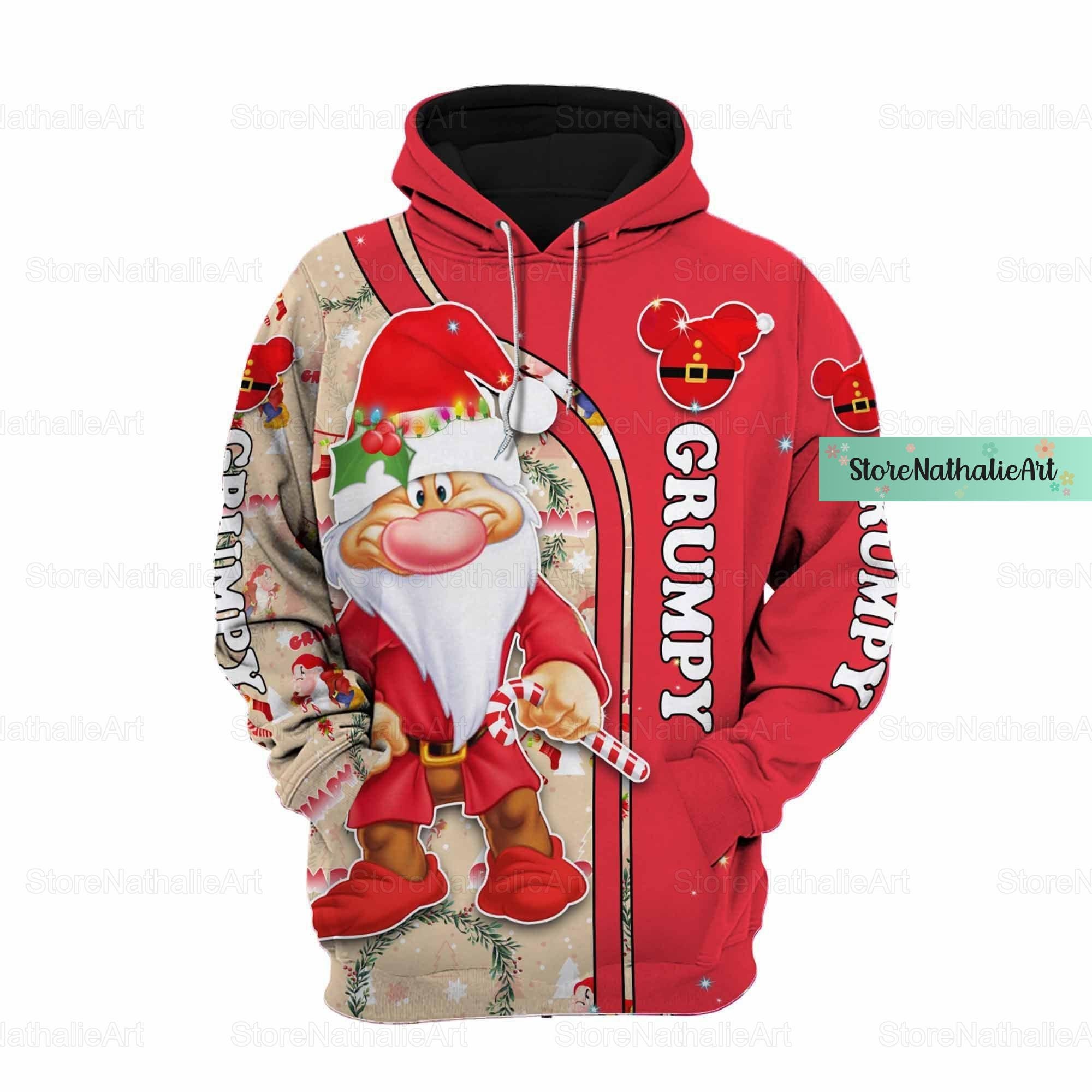 Christmas Grumpy Dwarf Hoodie,Grumpy Dwarf 3D Hoodie, Disney Grumpy Zip Hoodie, Disney Grumpy ...