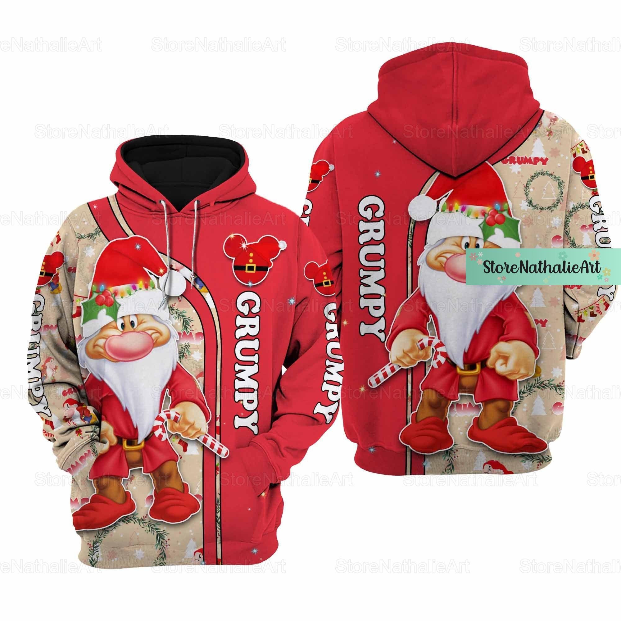 Christmas Grumpy Dwarf Hoodie,Grumpy Dwarf 3D Hoodie, Disney Grumpy Zip Hoodie, Disney Grumpy ...